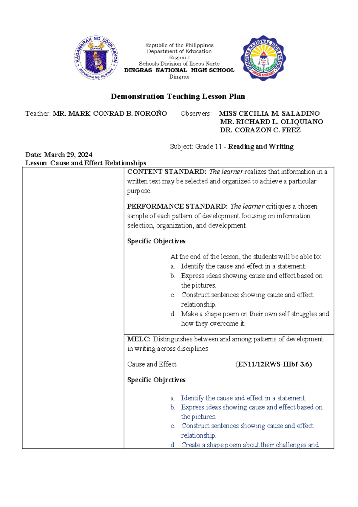 WBLS-PLAN- Mcbnoroño - it is a simple demonstration lesson plan ...