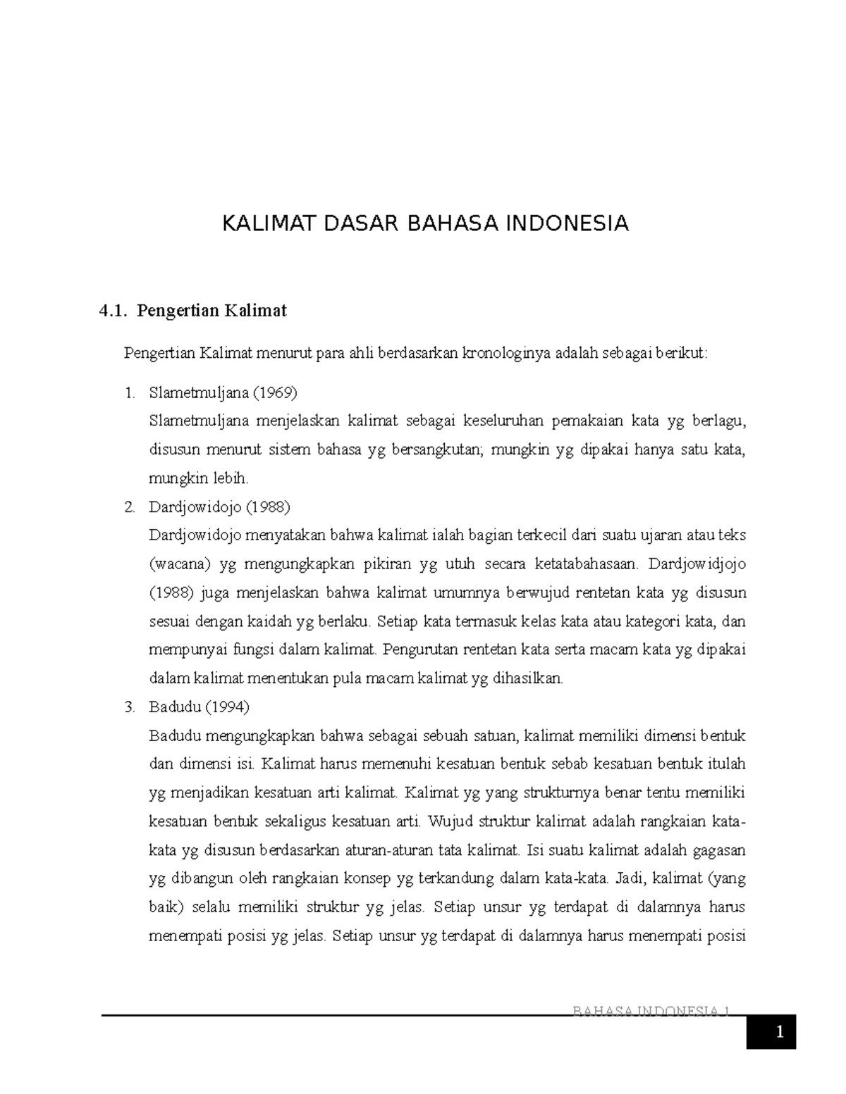 Kalimat Dasar dan Efektif - KALIMAT DASAR BAHASA INDONESIA 4 ...