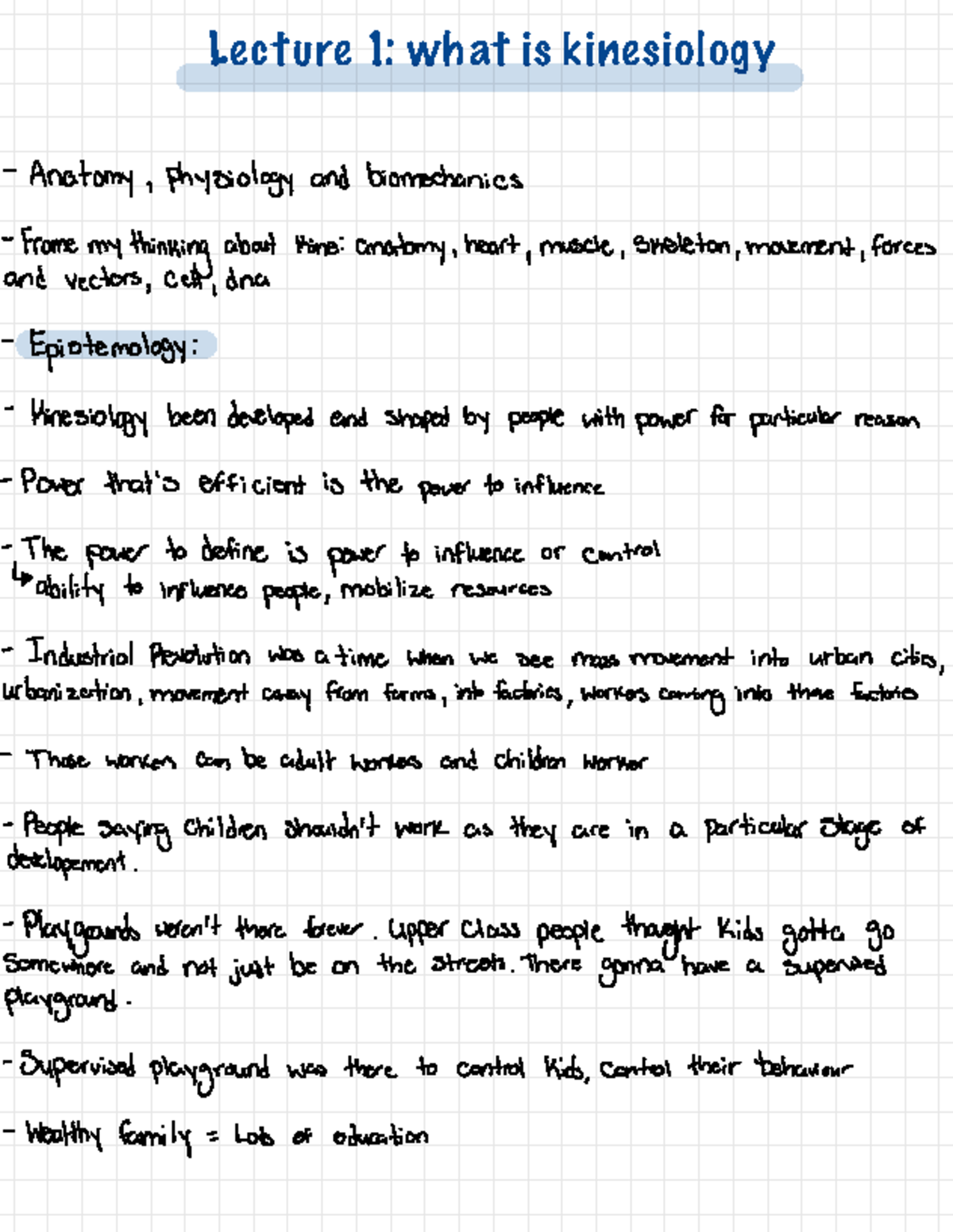 KINE 1001 - this this this is notesssssss - Lecture 1: what is ...