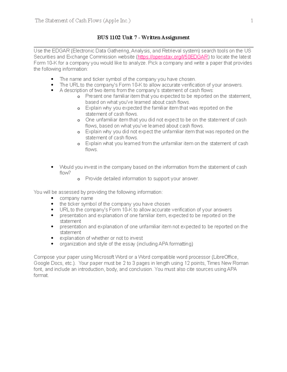 BUS 1102 Unit 7 - Written Assignment - BUS 1102 Unit 7 - Written Assignment - Studocu