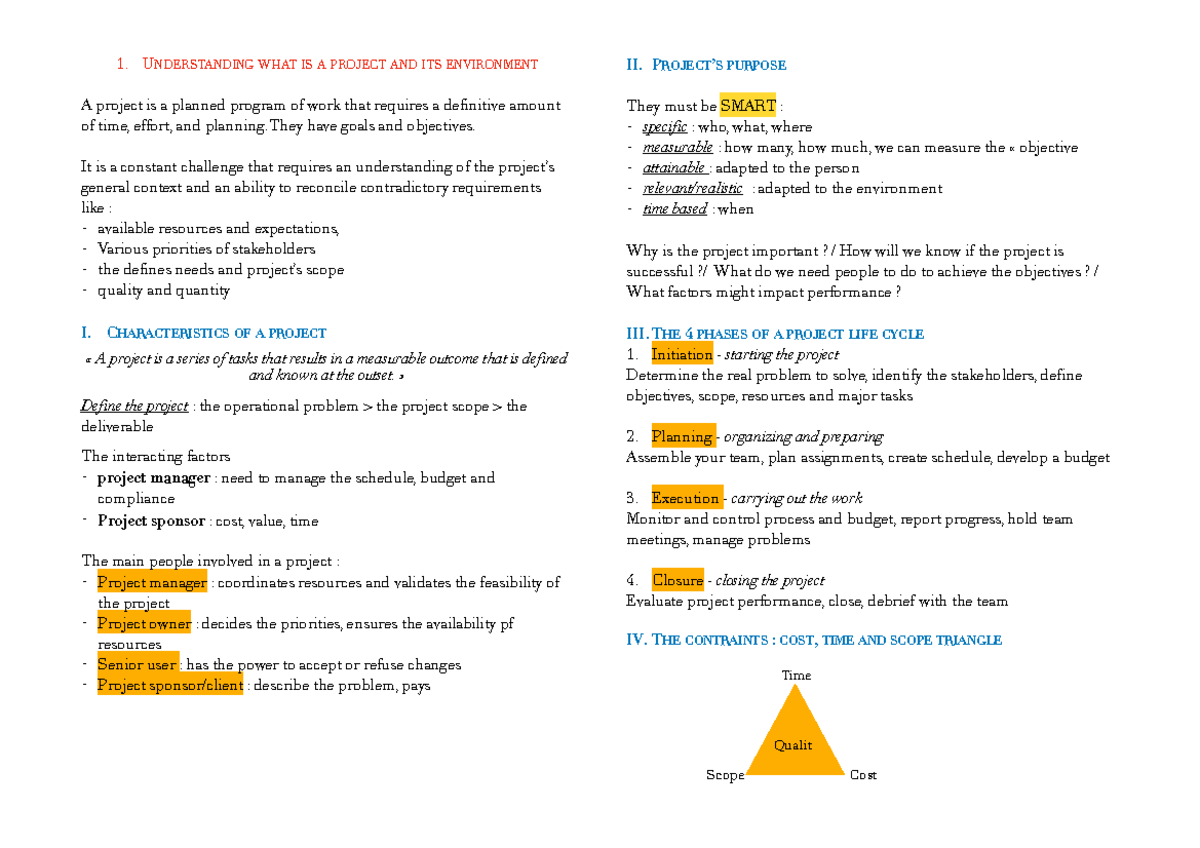 Fundamental of project management - 1. UNDERSTANDING WHAT IS A PROJECT ...