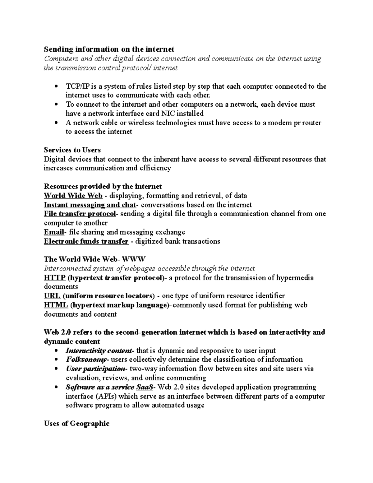 Sending information on the internet - Sending information on the ...