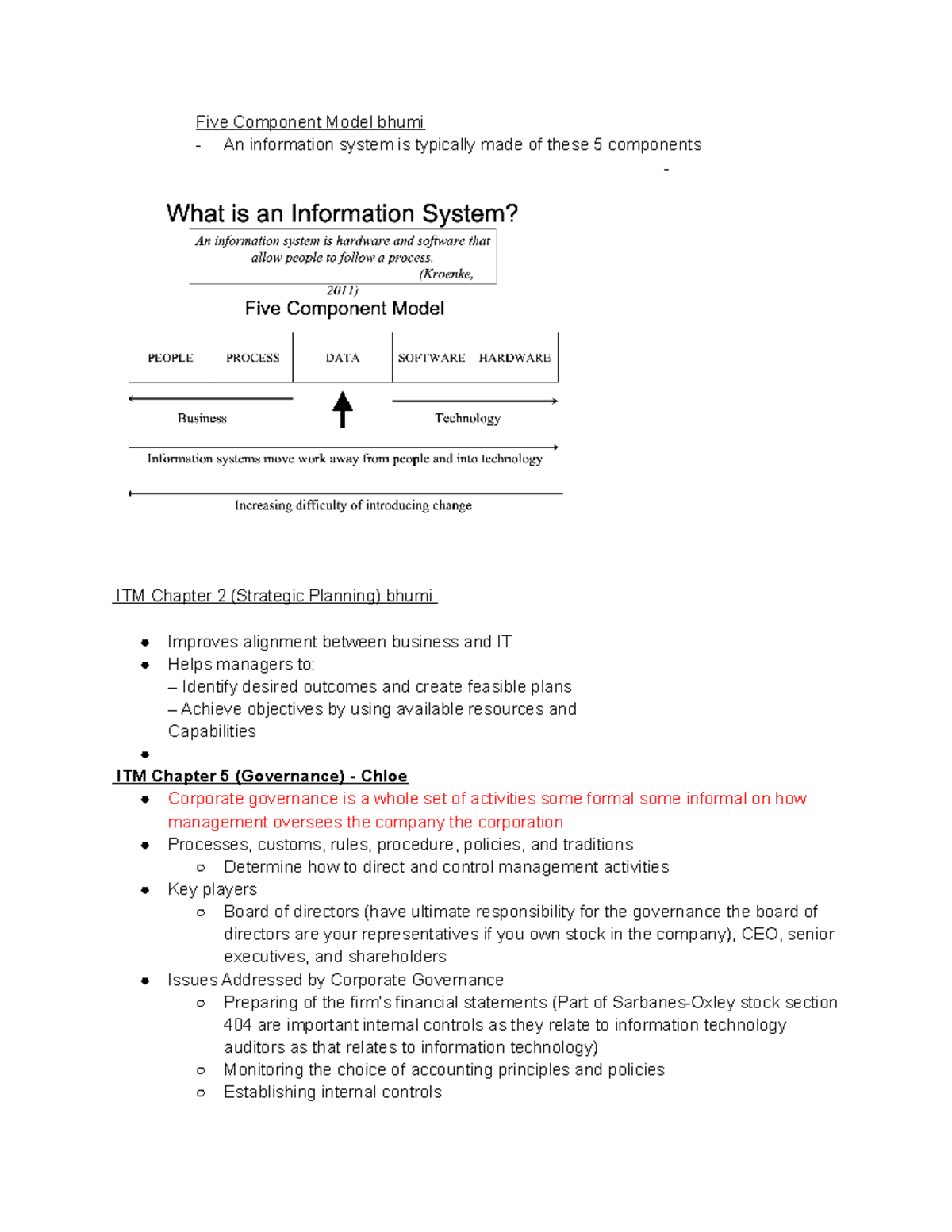 ISDS 351 Final REV 1 - Five Component Model bhumi An information system ...