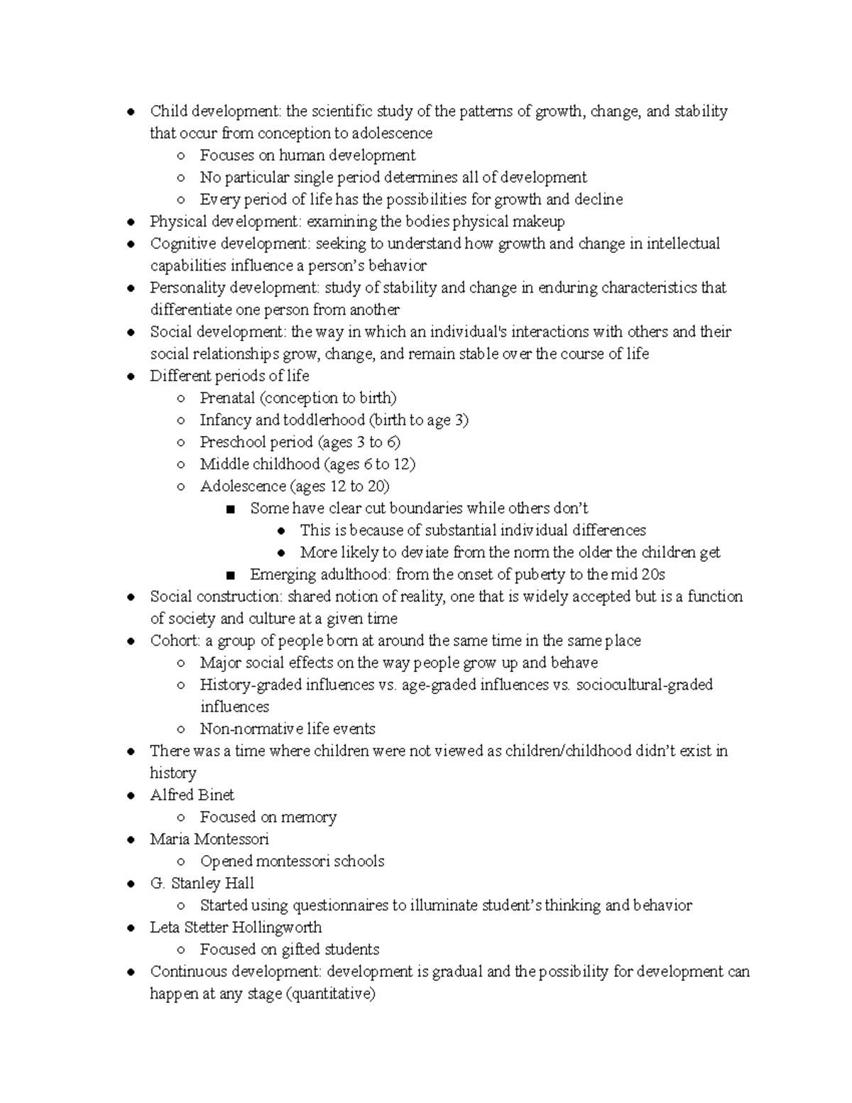 Chapter 1 - Textbook notes - Child development: the scientific study of ...