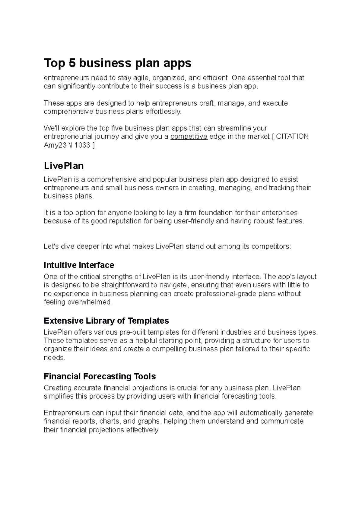 Top 5 business plan apps - Top 5 business plan apps entrepreneurs need ...