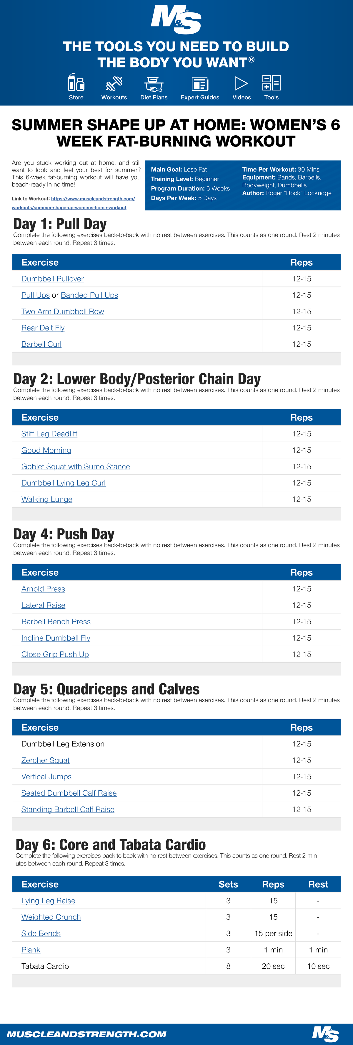Four week cuts abs workout routine PDF. - Day 1: Pull DayComplete the ...