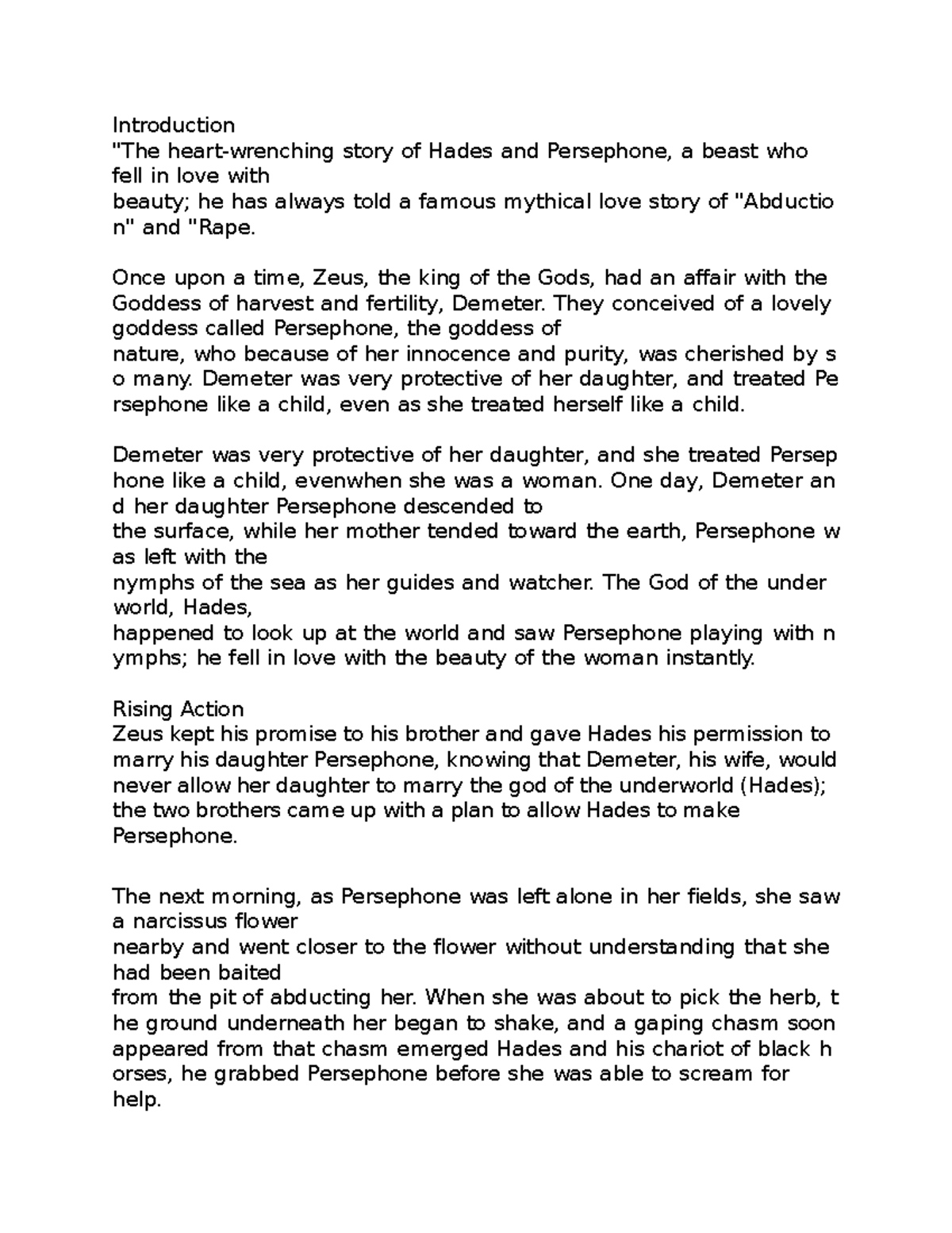 Introduction - Introduction "The heart-wrenching story of Hades and ...