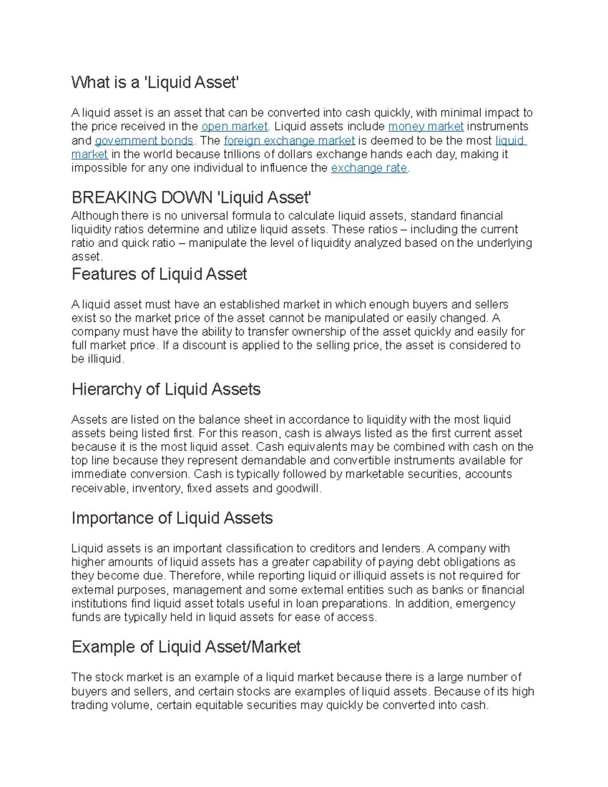 What is a liquid asset - Professor Malki - What is a 'Liquid Asset' A ...