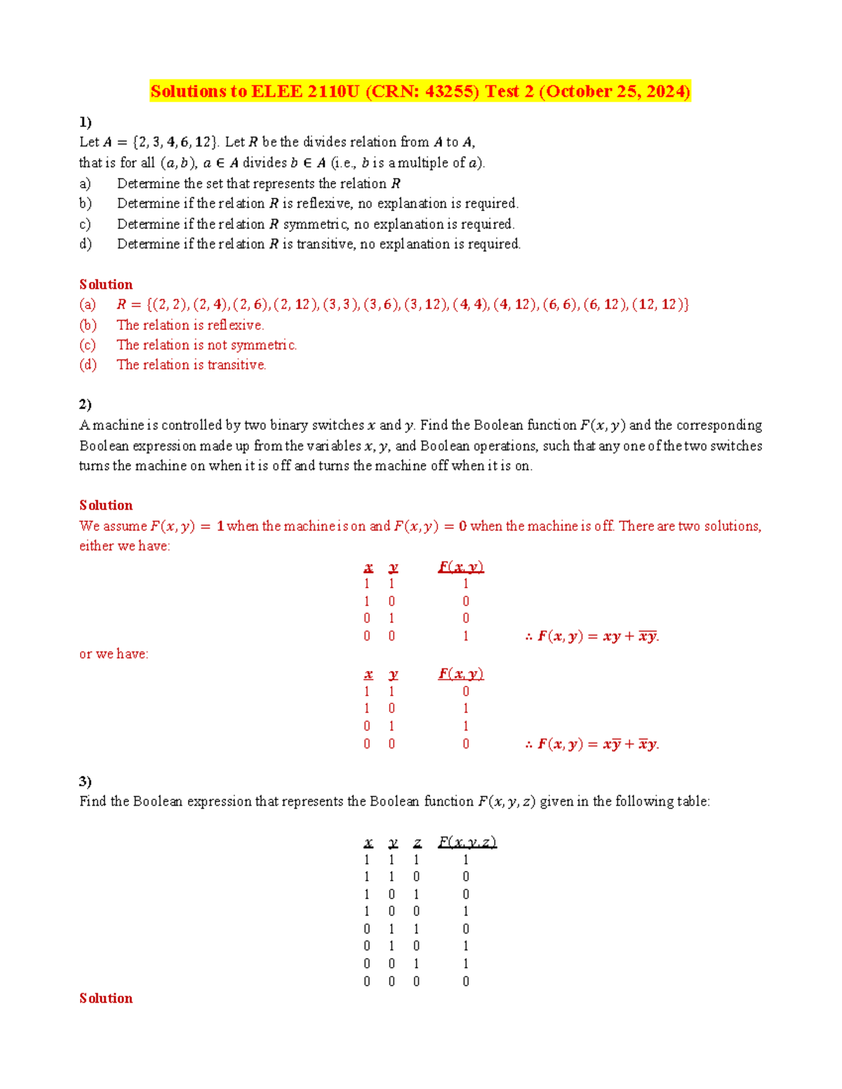 Test-2-Solutions - kmnk - Solutions to ELEE 2110U (CRN: 43255) Test 2 ...