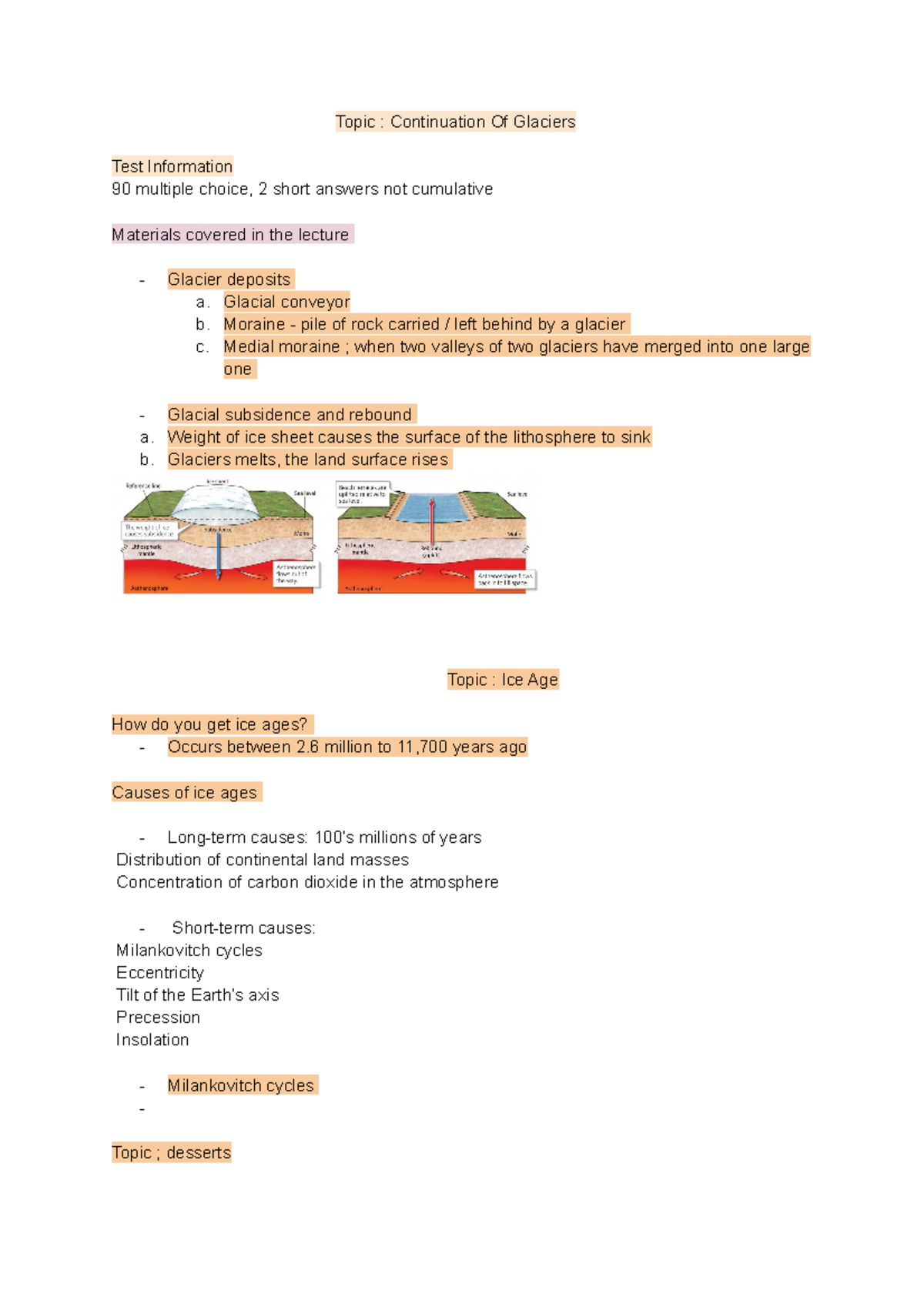 Glaciers - Lecture notes 20 - Topic : Continuation Of Glaciers Test ...