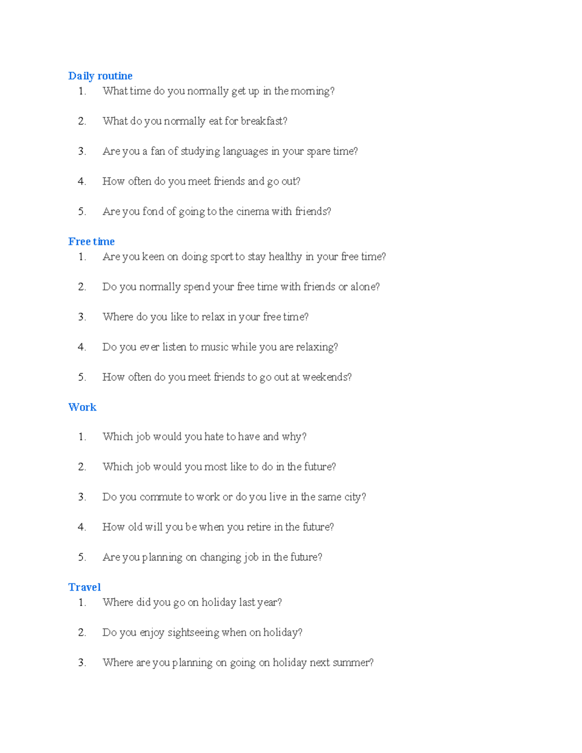 Speaking Practice before Midterm - Daily routine 1. What time do you ...