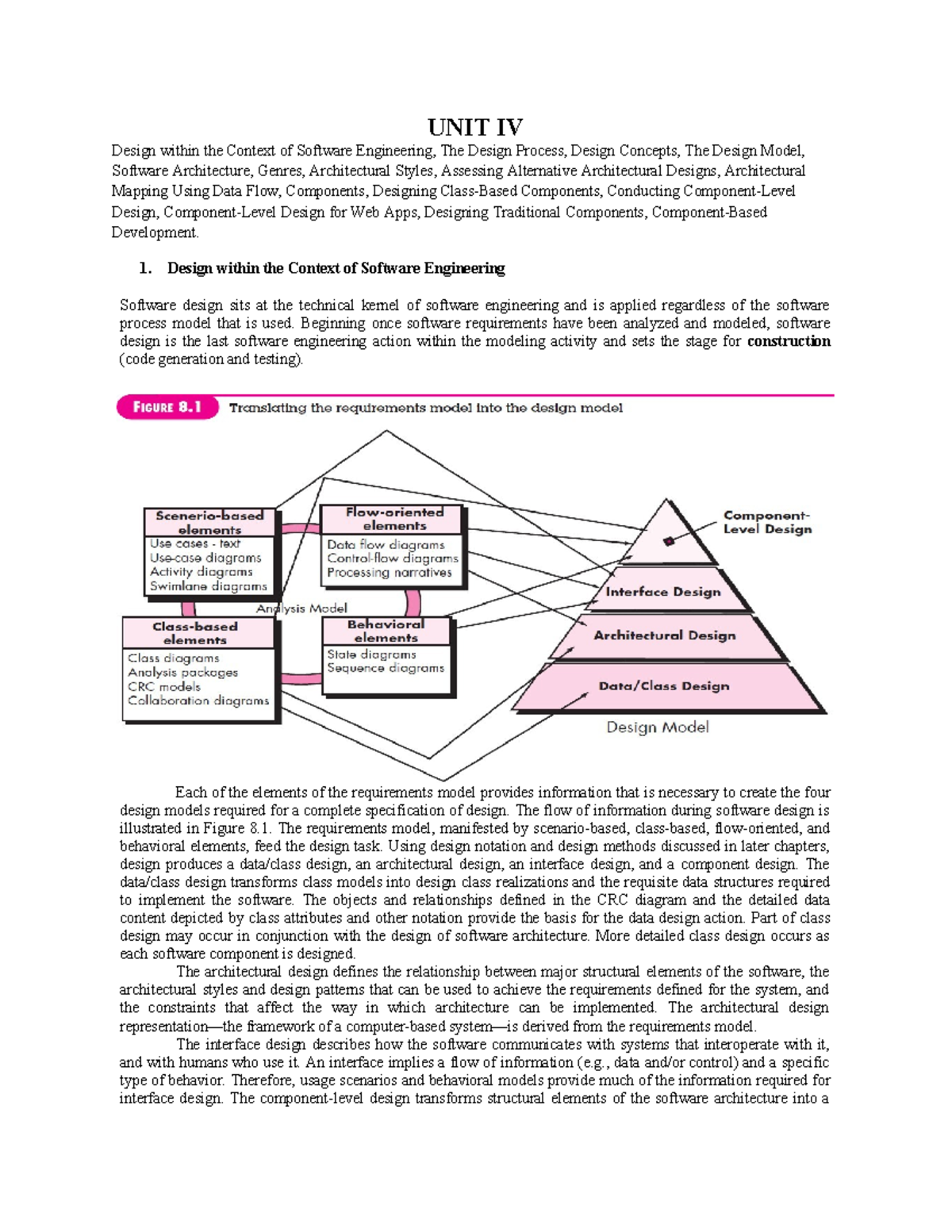 UNIT IV - se unit 4 - UNIT IV Design within the Context of Software Engineering, The Design ...