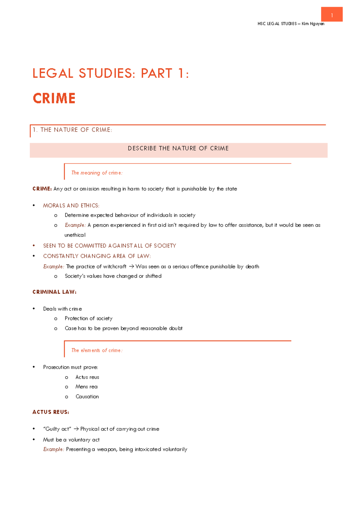 Crime Notes - info - HSC LEGAL STUDIES – Kim Nguyen LEGAL STUDIES: PART ...