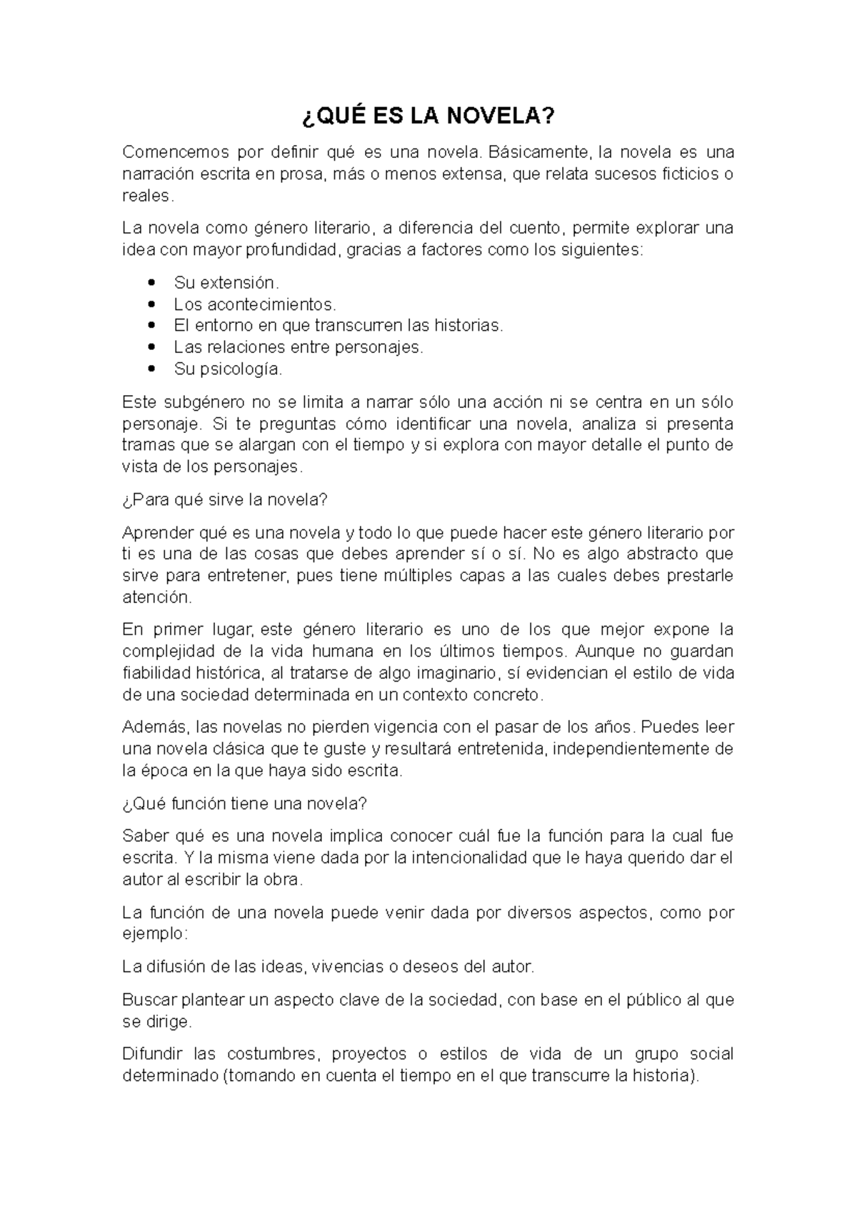 LA Novela - N O V E L A - ¿QUÉ ES LA NOVELA? Comencemos por definir qué ...