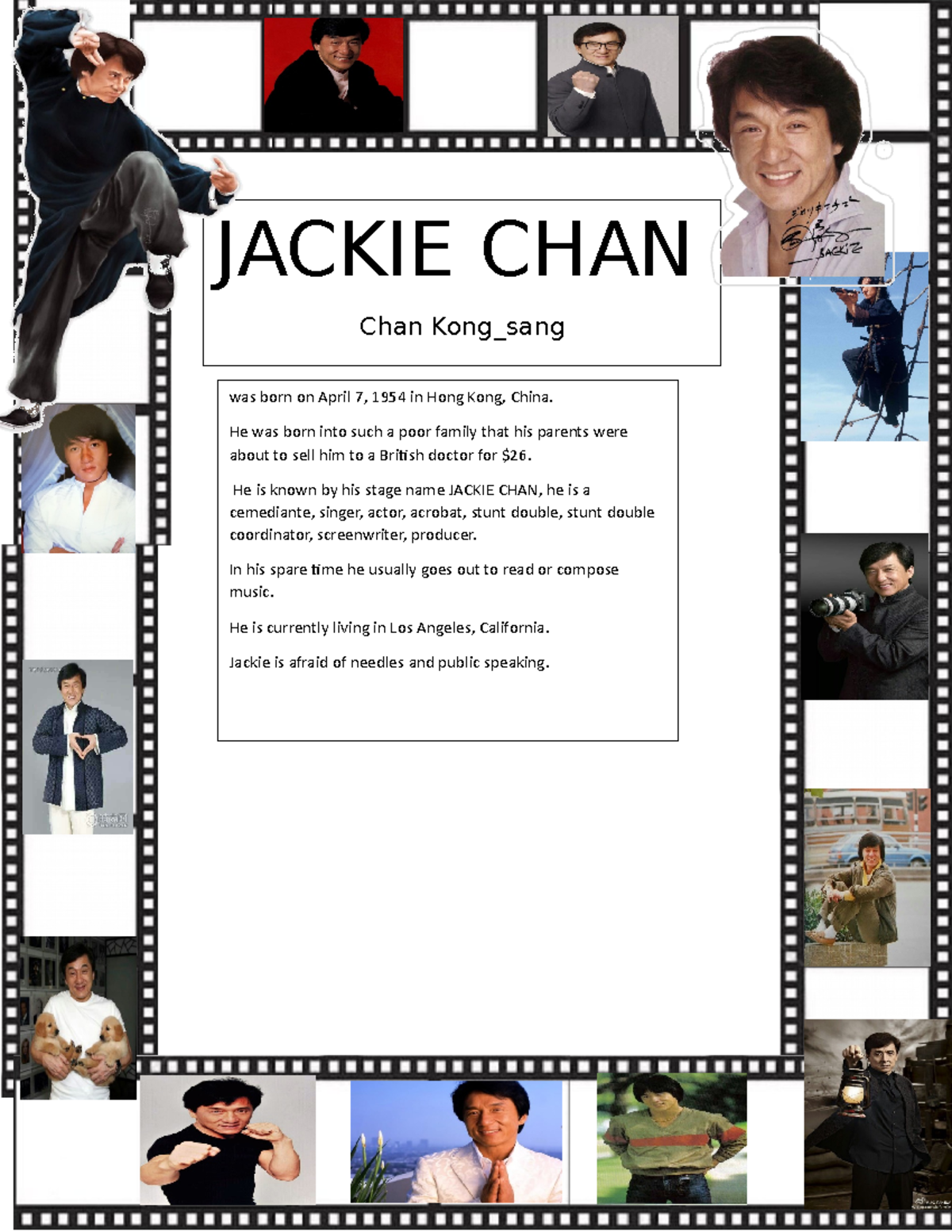Jackie chan - n was born on April 7, 1954 in Hong Kong, China. He was ...