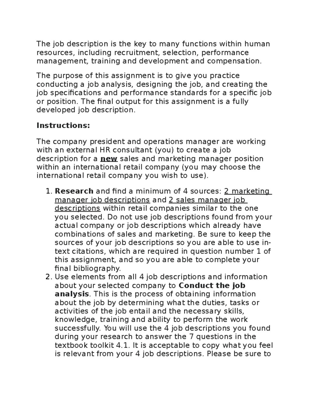 Job discritpion - Job discription - The job description is the key to ...