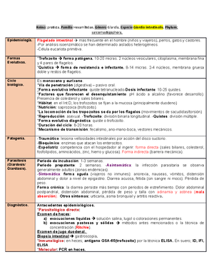Cuadros Comparativos de Parasitología - Giardia Trichomonas ...