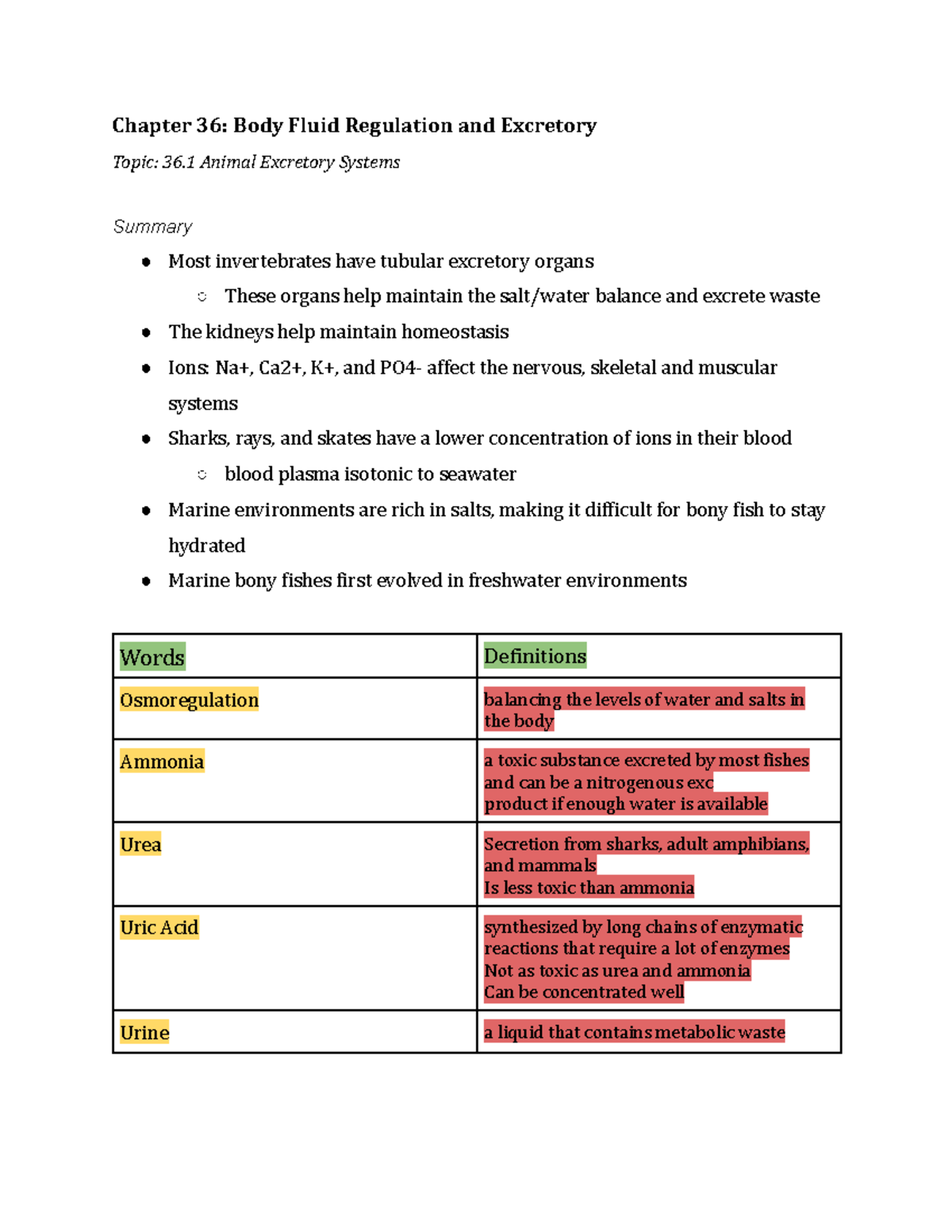 36.1 Animal Excretory Systems - Chapter 36: Body Fluid Regulation and ...