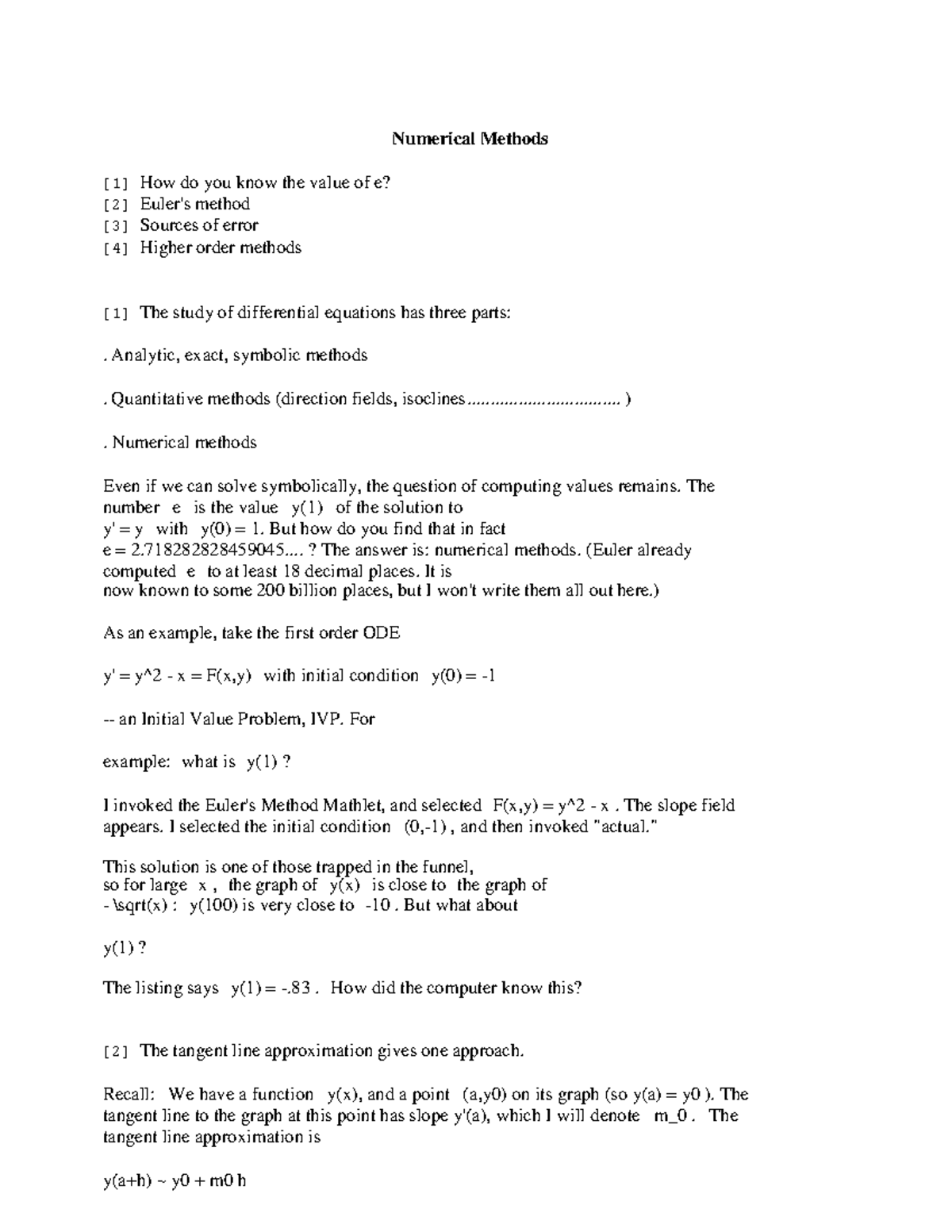 Numerical methods - Numerical Methods [1] How do you know the value of ...