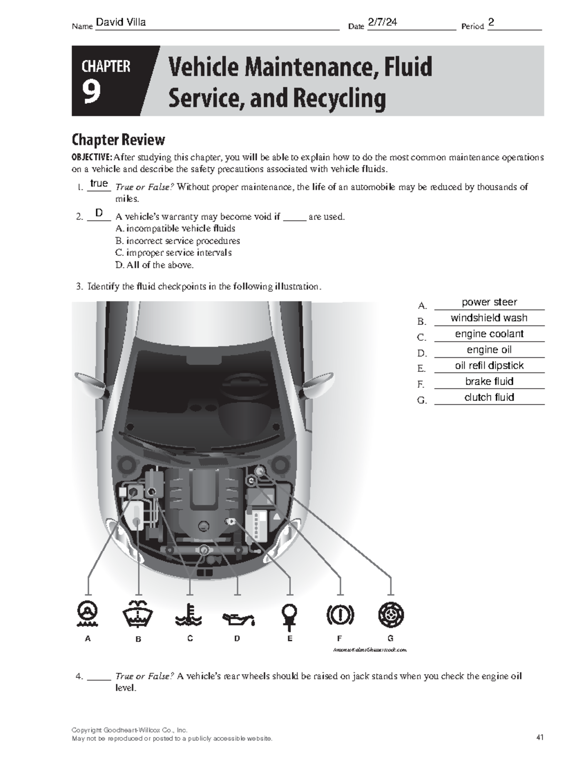 Chapter 9 review - Copyright Goodheart-Willcox Co., Inc. May not be ...
