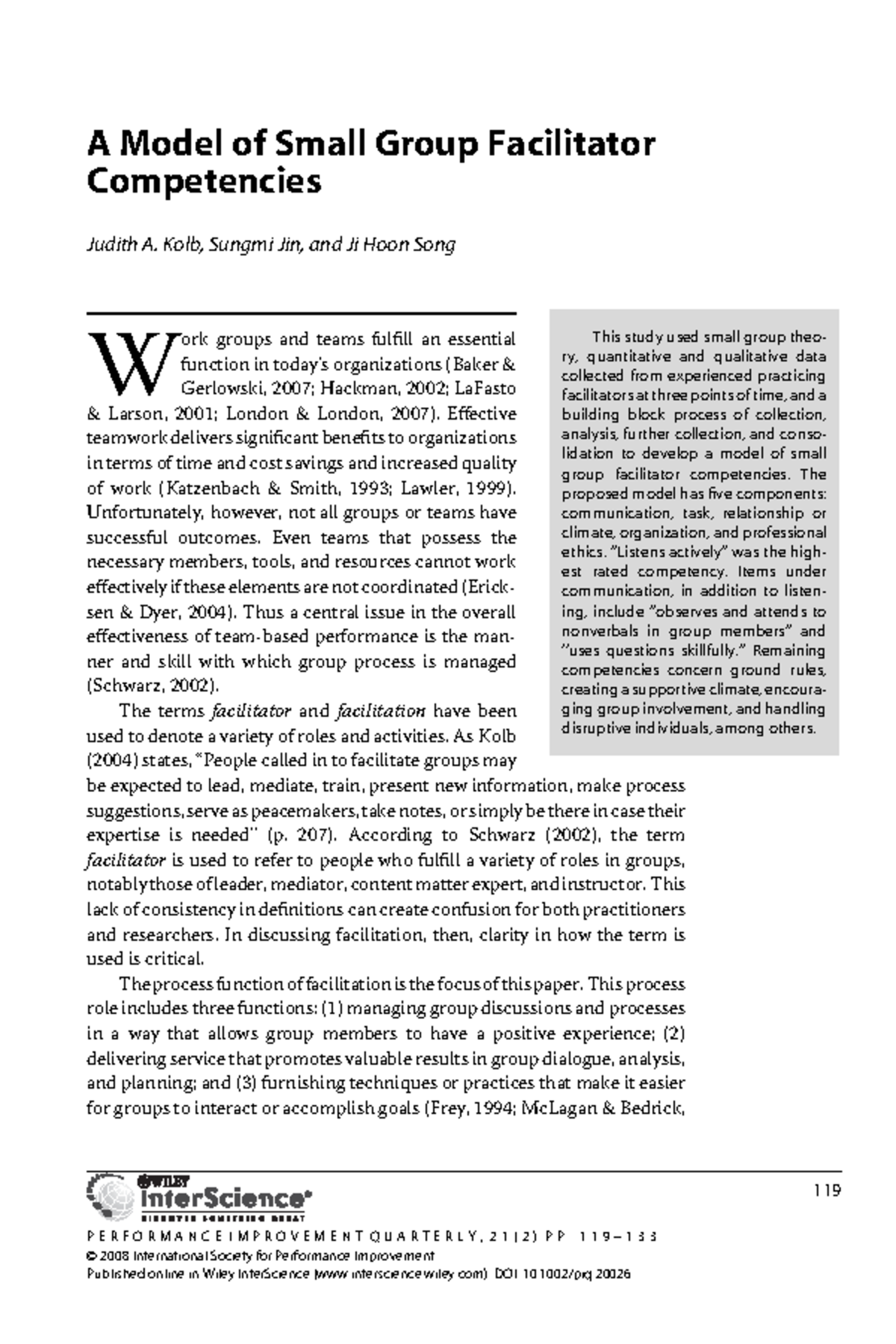 Week 5 casestudy 2 Model of Small Group Facilitator - A Model of Small ...