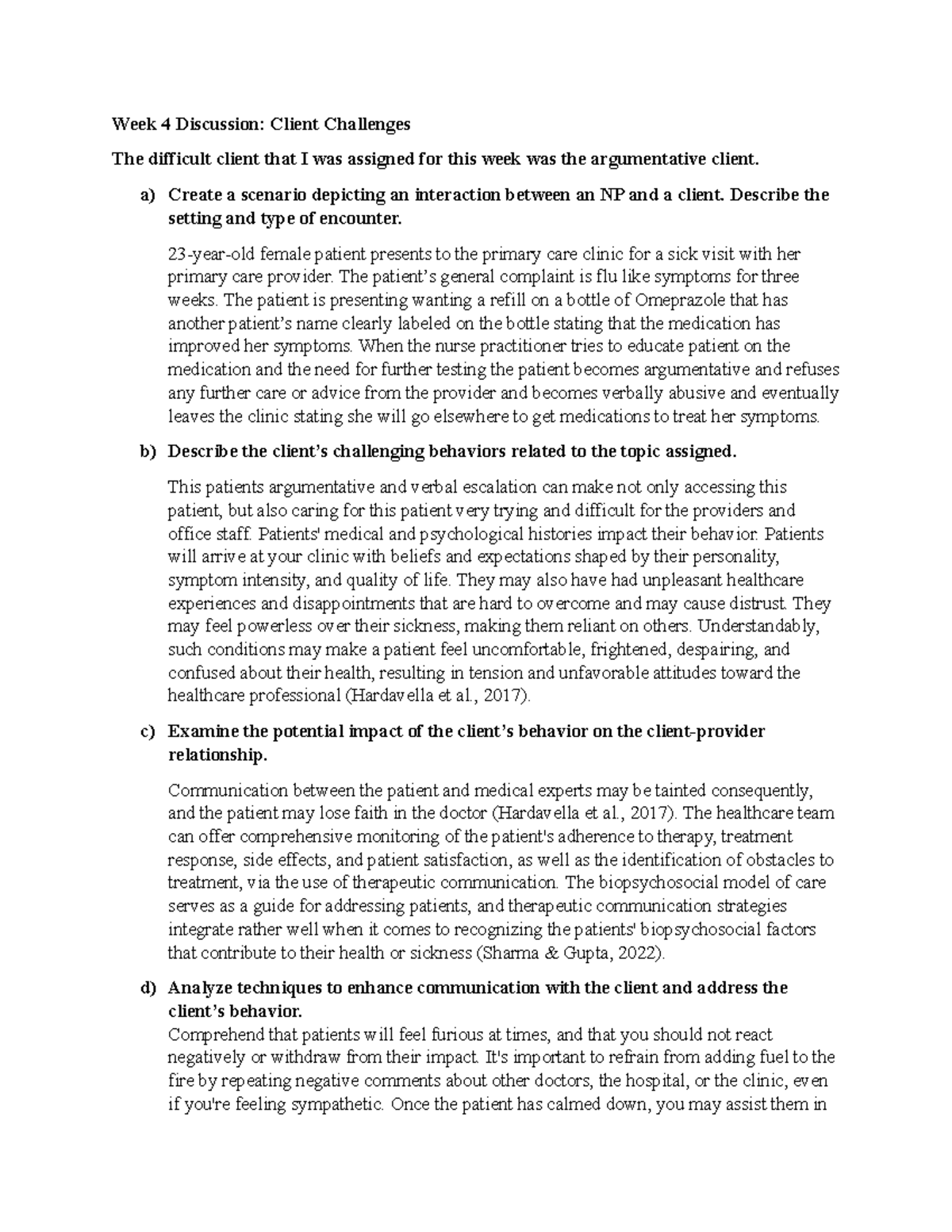 Week 4 Discussion- Client Challenges - Week 4 Discussion: Client ...