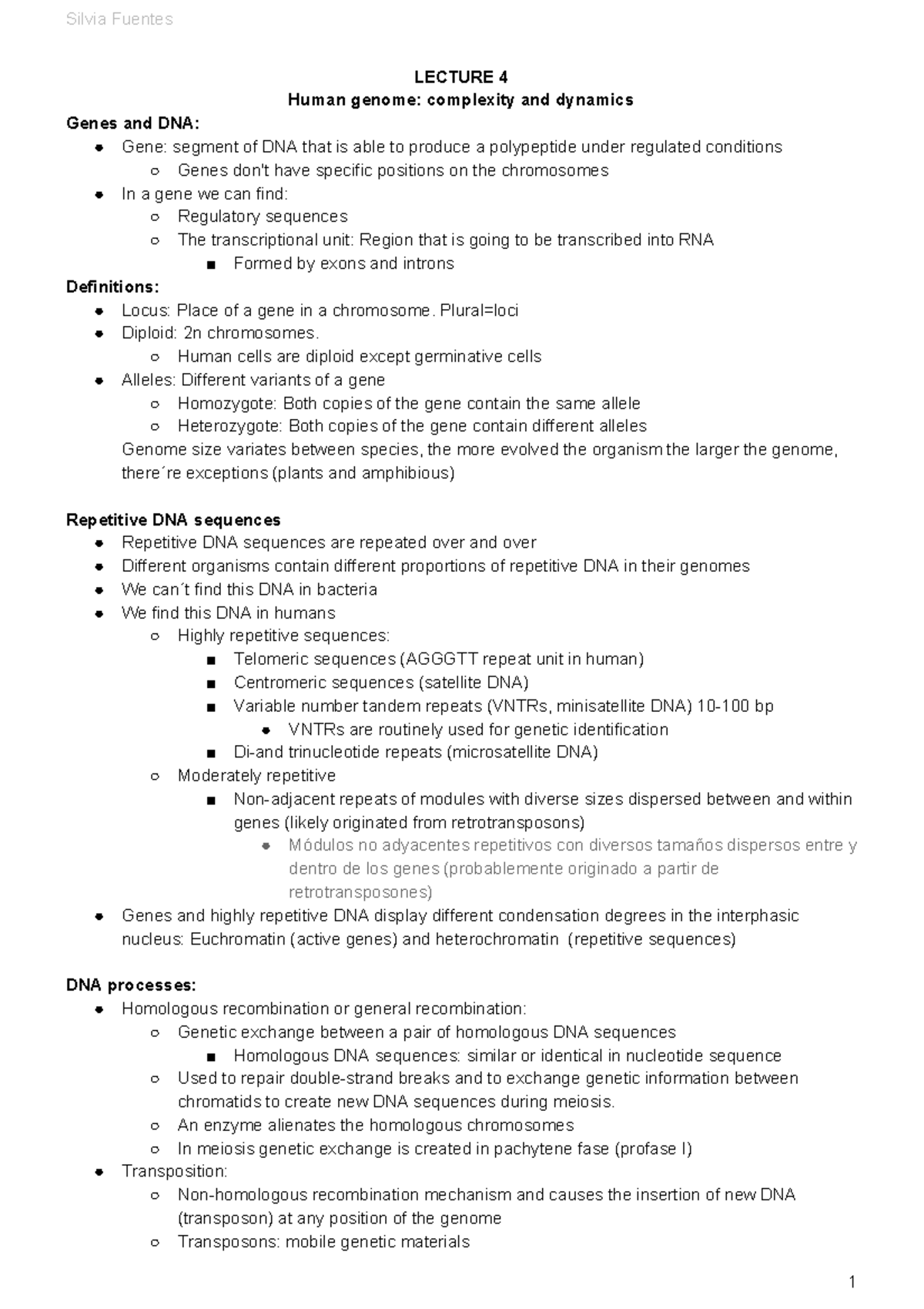 Lecture 4 - Human genome: complexity and dynamics - Silvia Fuentes ...
