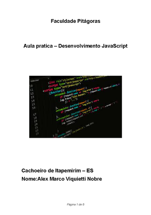 Relatorio javascript - aula pratica - Relatório de aula prática Matéria: Desenvolvimento em ...