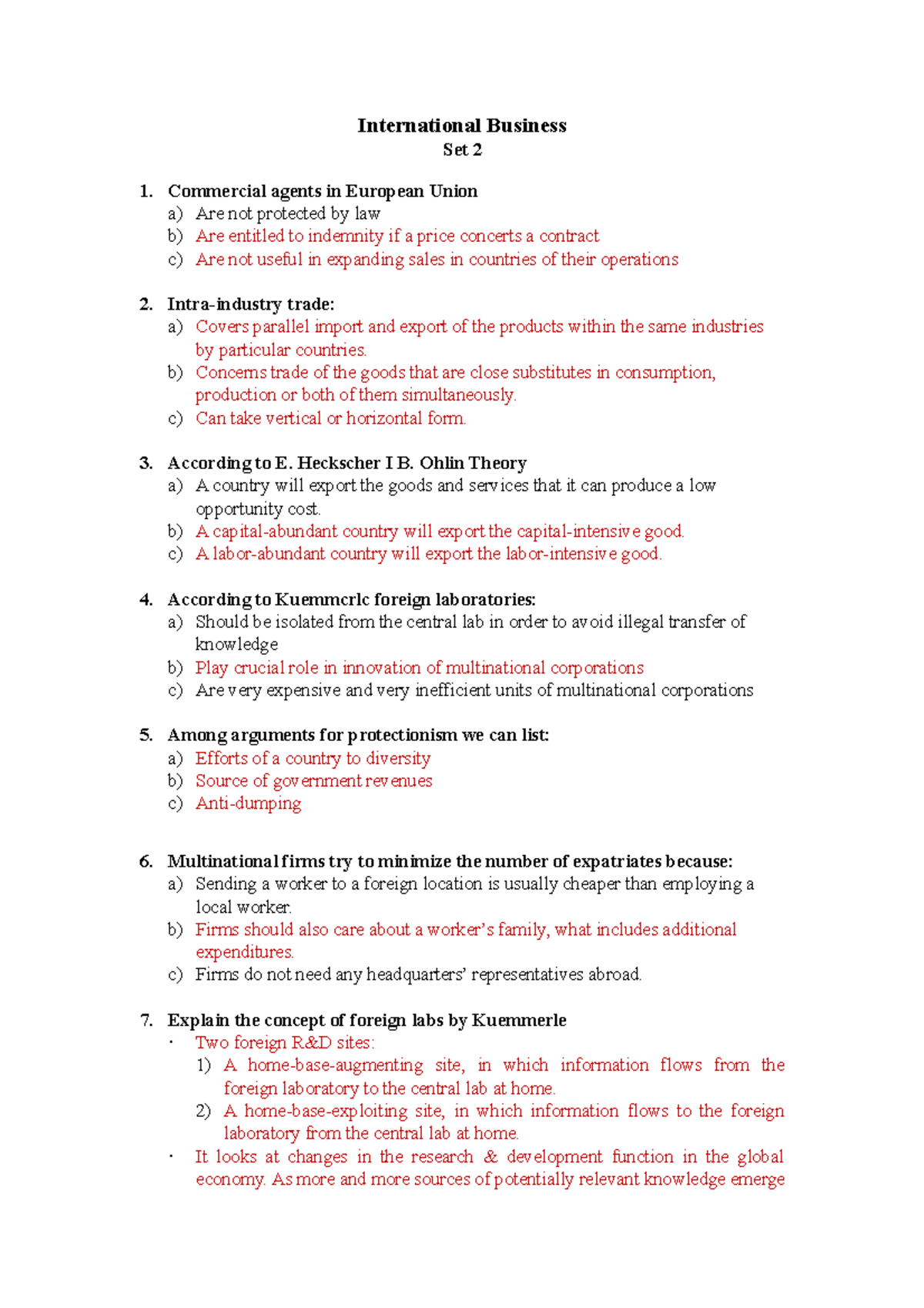 International Business Exam for lecture set.2 - International Business ...