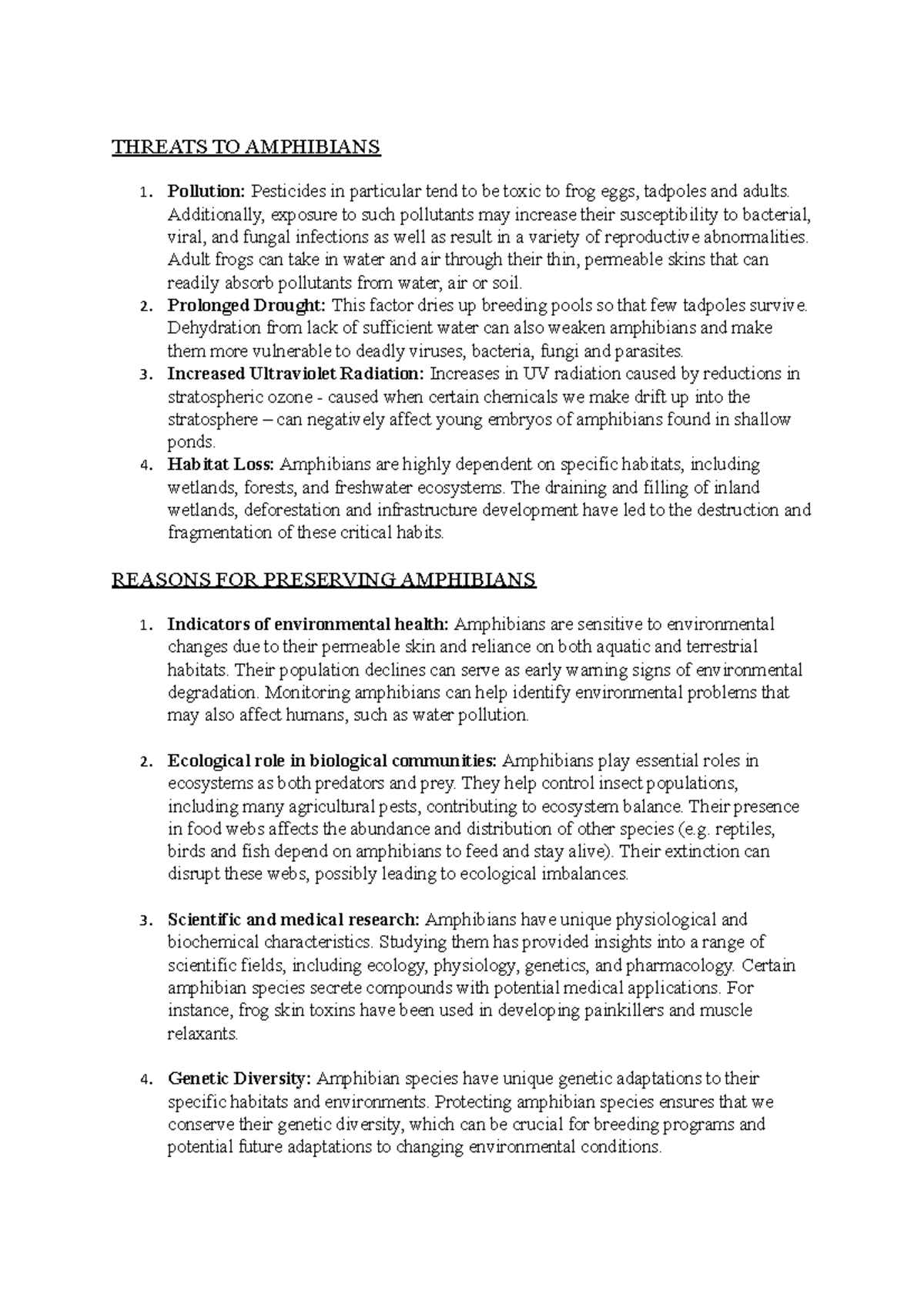 Threats TO Amphibians Assignment 1 - THREATS TO AMPHIBIANS Pollution ...