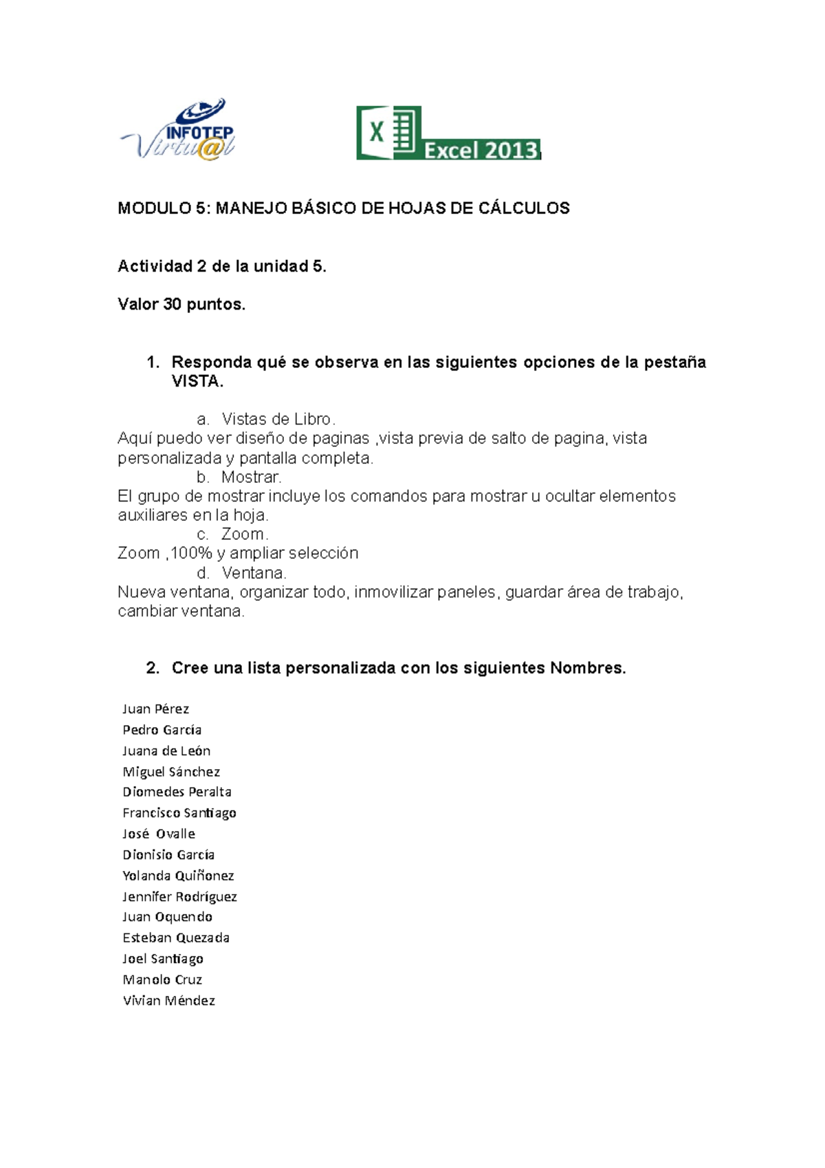 Hojas DE Cálculos para subir - MODULO 5: MANEJO BÁSICO DE HOJAS DE ...