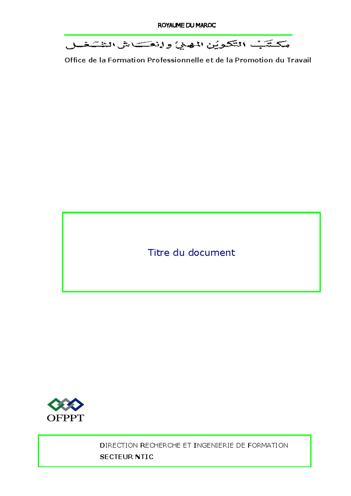 Modele Support Cours - ROYAUME DU MAROC Office de la Formation ...