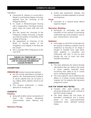 Composure Behavior & Patient’S Wellness Outcome Theory - CARMELITA A ...
