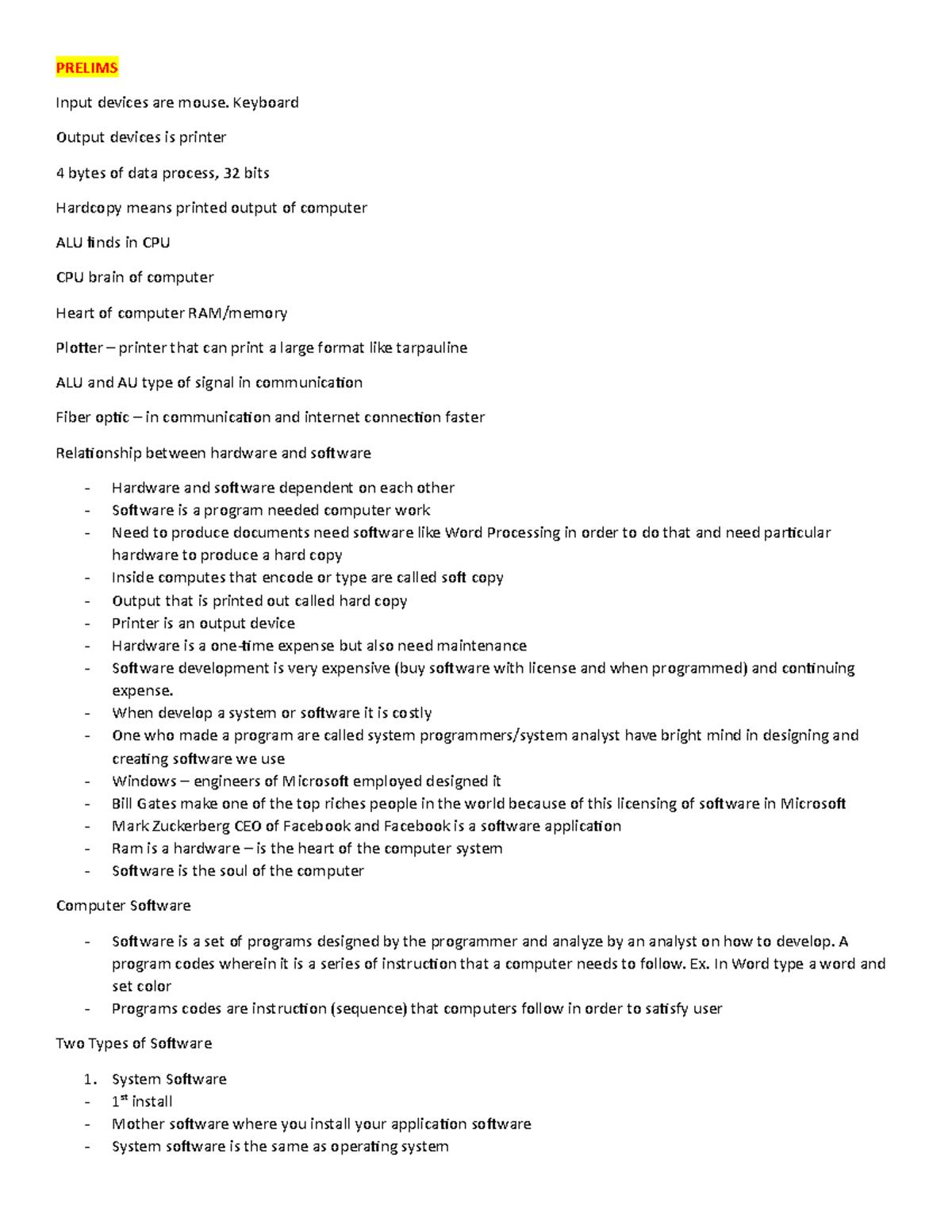 COMP Notes Compile (Prelim-Finals) - PRELIMS Input devices are mouse ...