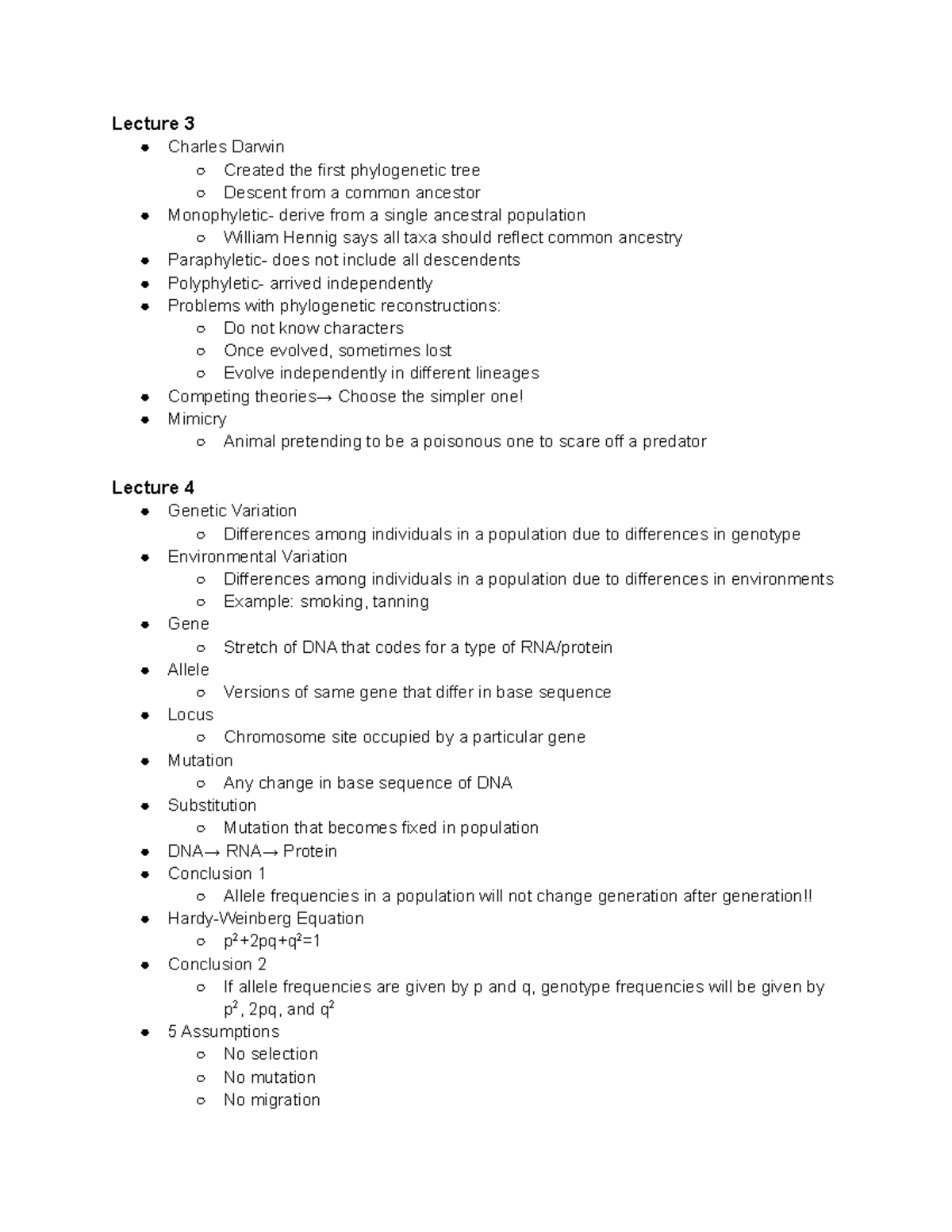 Evolution Lecture 3+4 - Lecture 3 Charles Darwin Created the first phylogenetic tree Descent ...