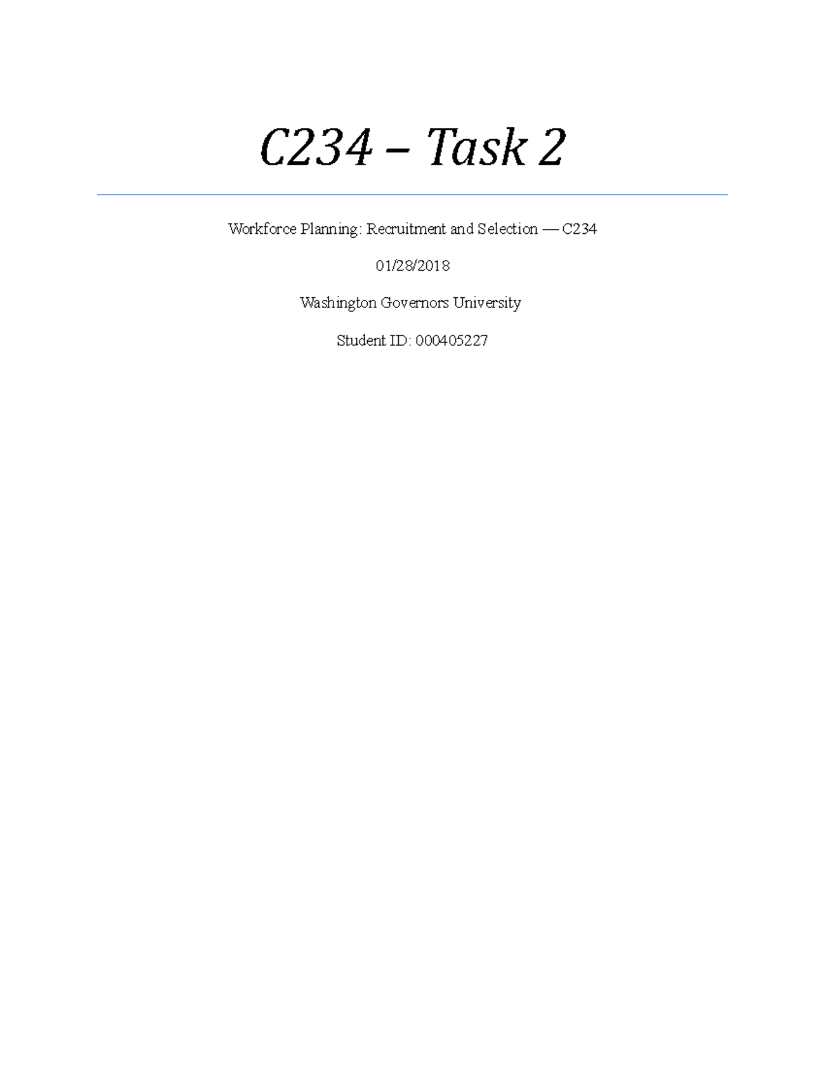 Task 2 - Workforce - Task 2 Assignment - Washington Governors ...