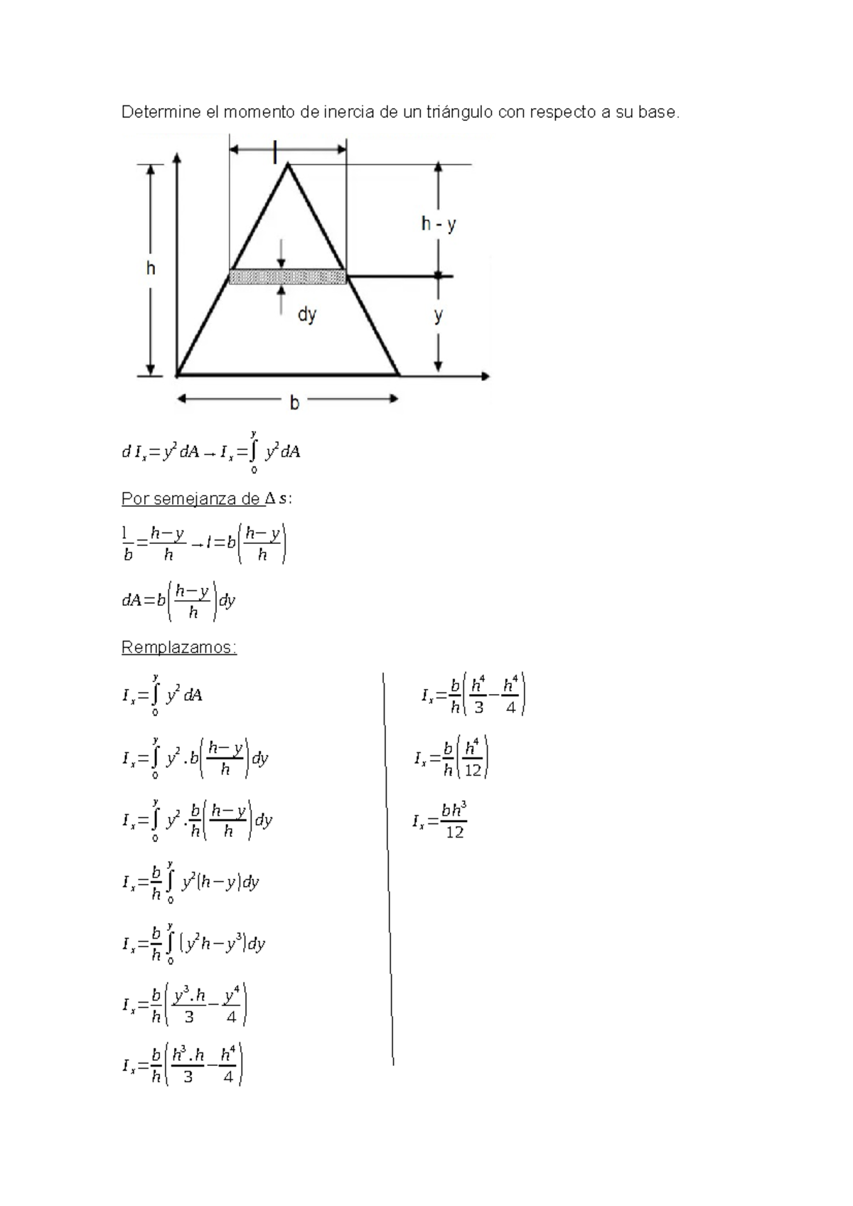 Anexos Estatica - Determine el momento de inercia de un triángulo con ...