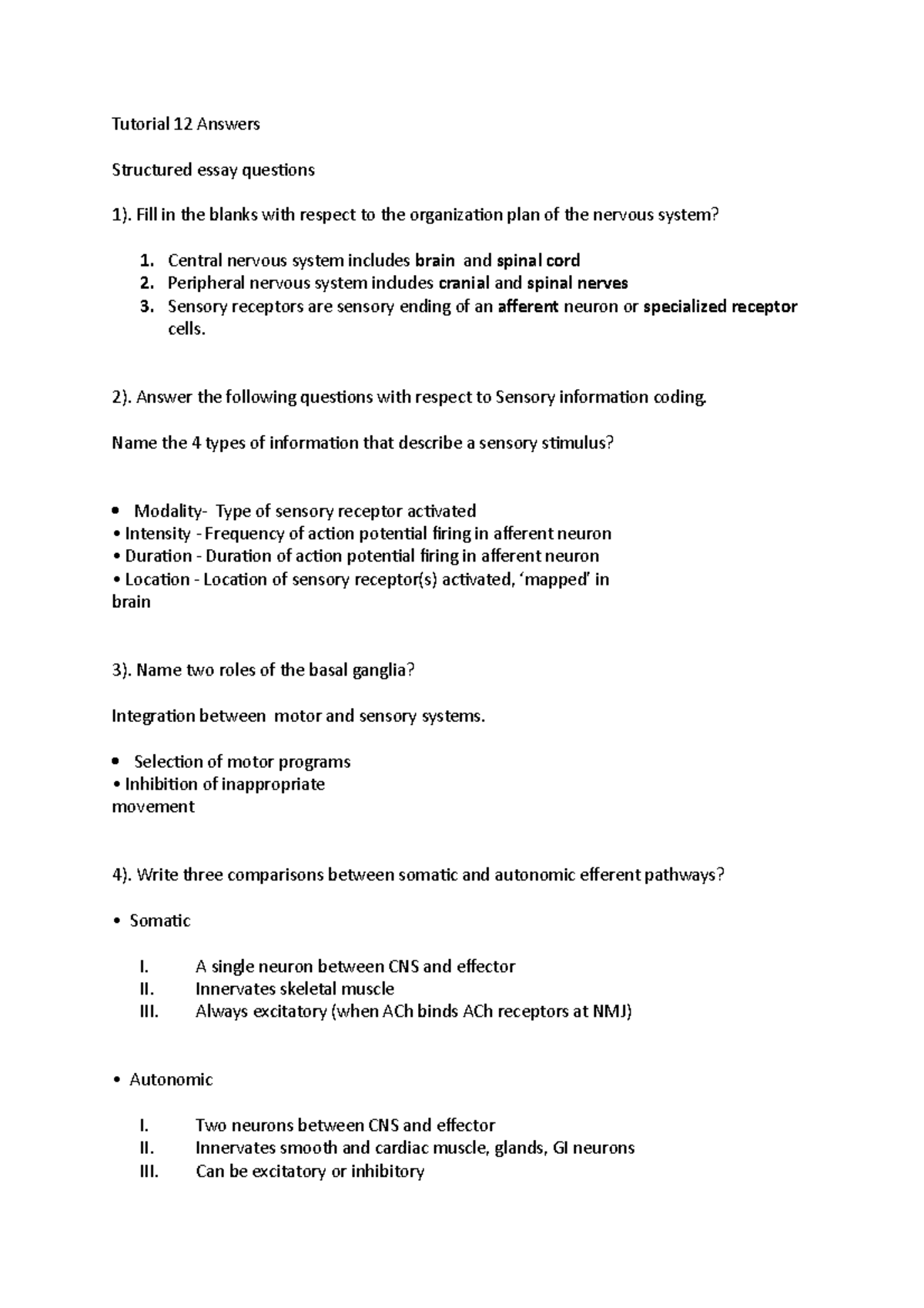 Tutorial 12 Answers 1 - Tutorial 12 Answers Structured essay questions ...