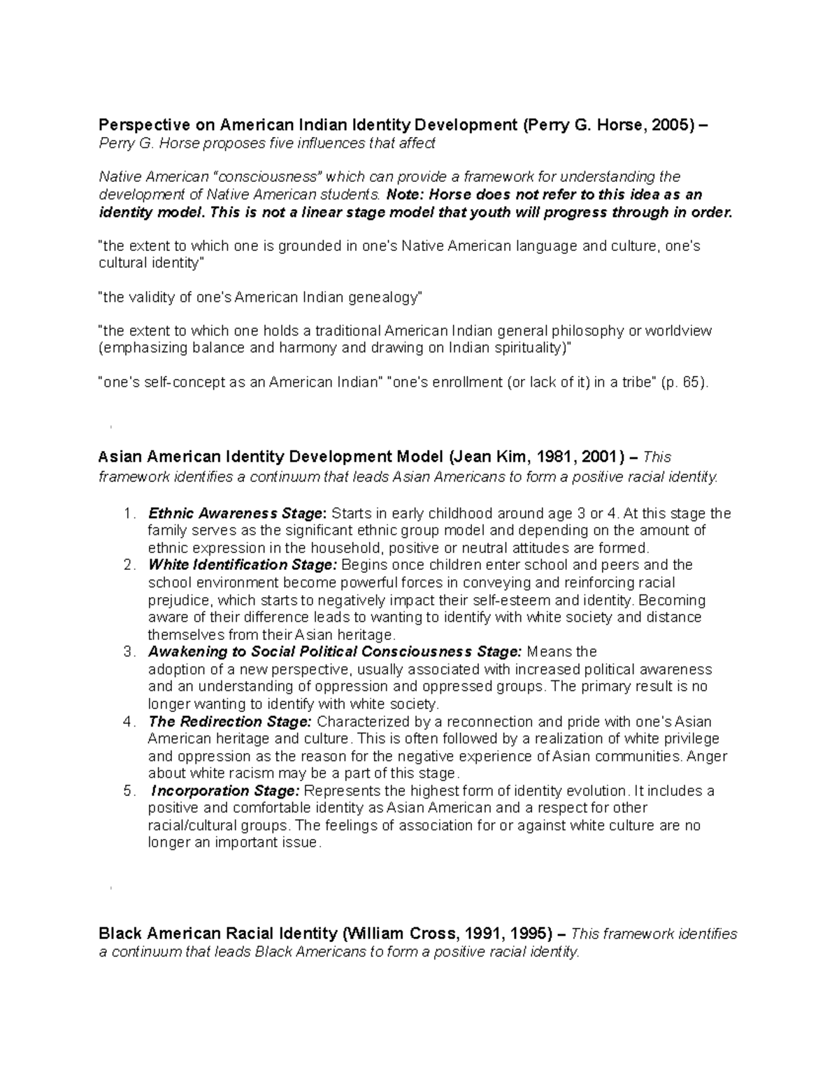 Racial models - Perspective on American Indian Identity Development ...