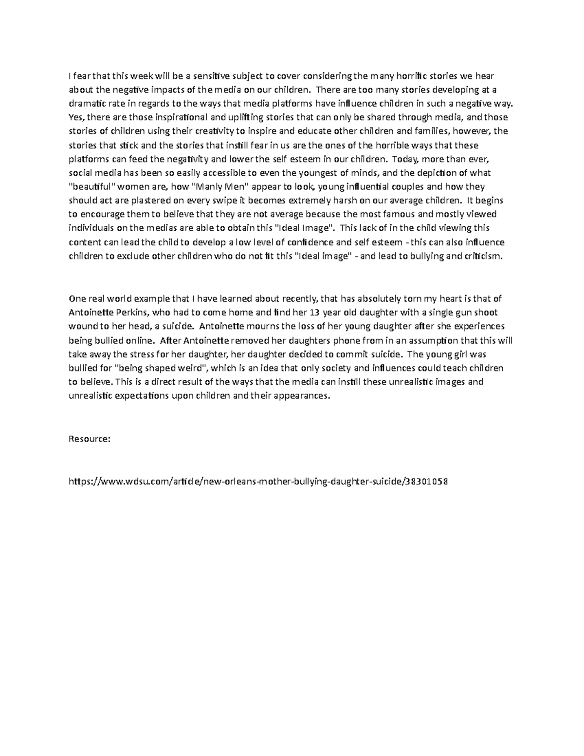 6-1 discussion - homework - I fear that this week will be a sensitive ...