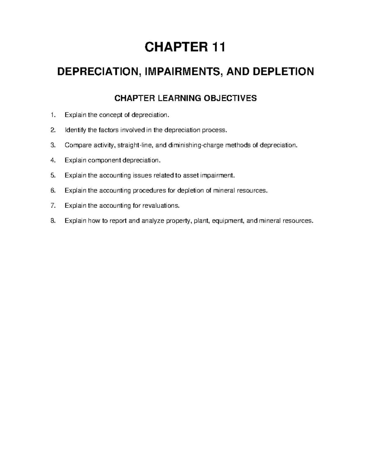 Testbank Chapter Exam Chapter 11 Depreciation Impairments And