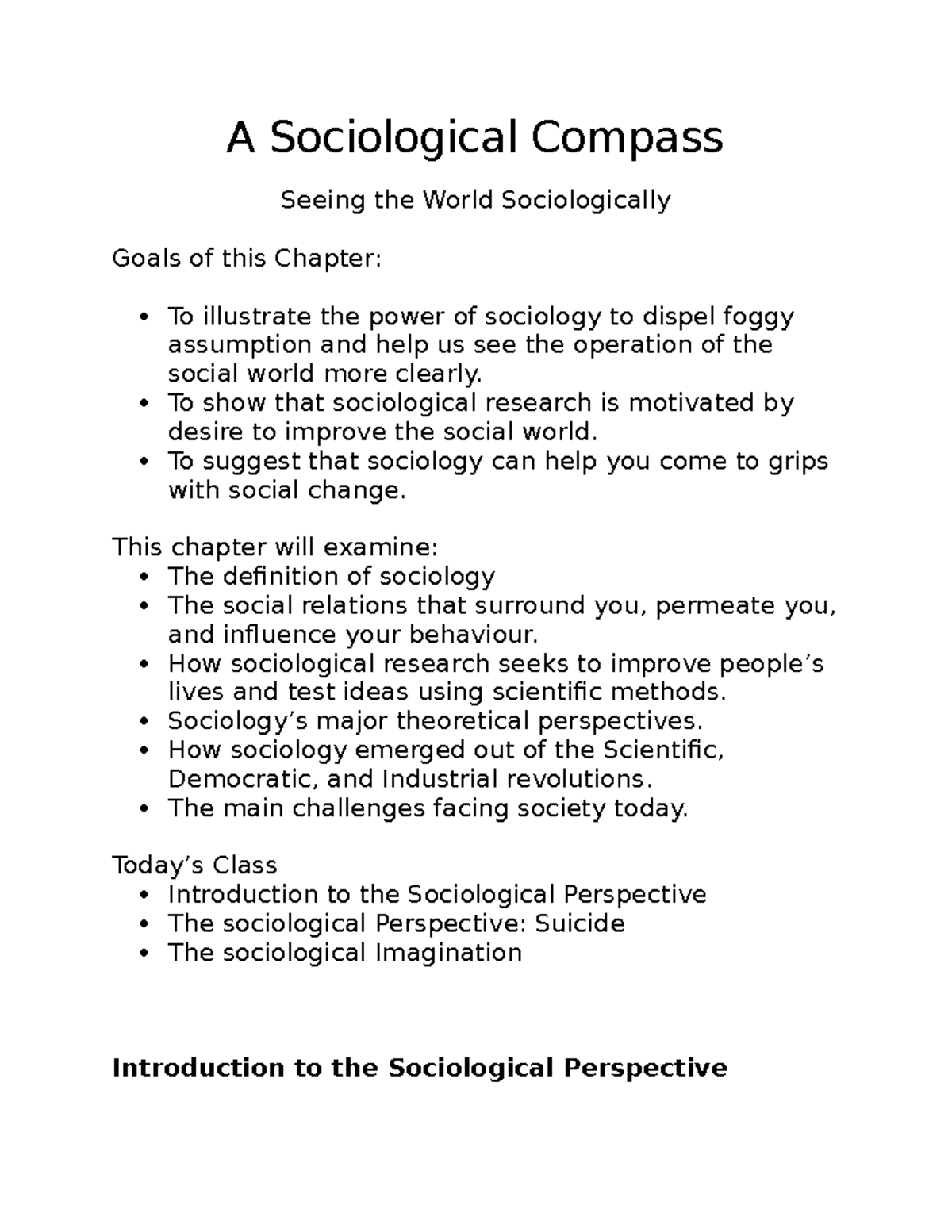 A Sociological Compass Part 1 - A Sociological Compass Seeing the World ...