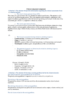 1-clinical judgement paper - Clinical Judgement Assignment Criterion 1 ...