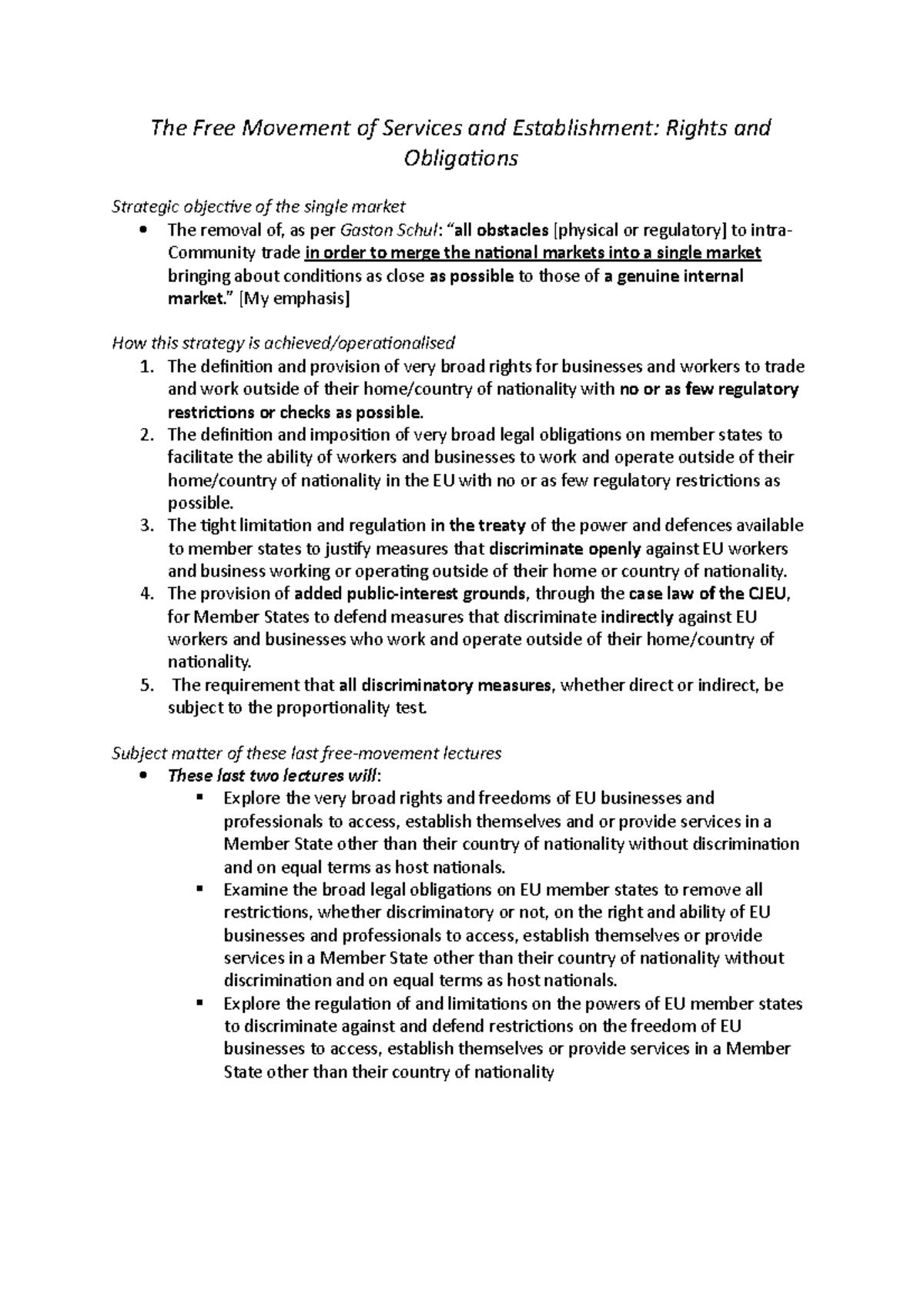 The Free Movement of Services and Establishment- Rights and Obligations ...