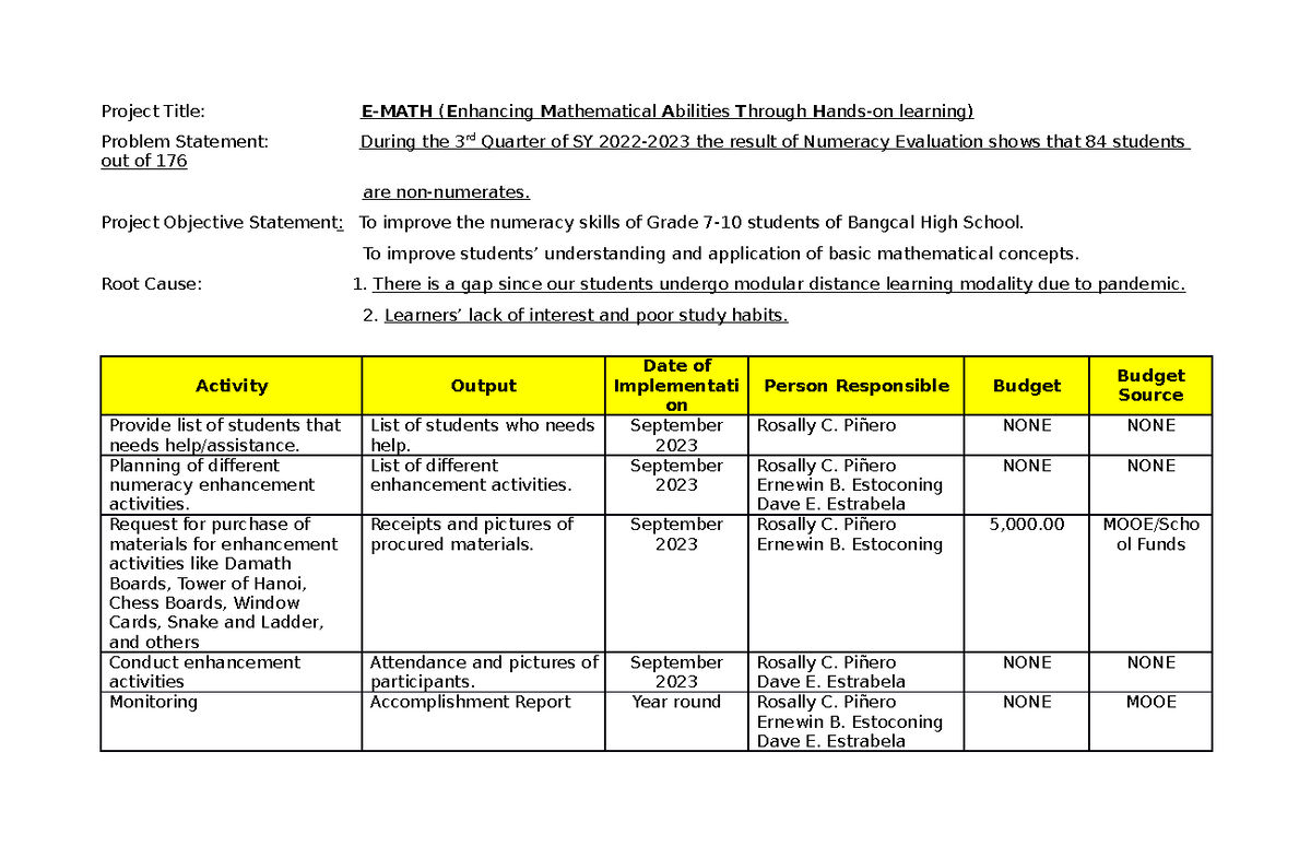 E-MATH - Project Proposal - Project Title: E-MATH (Enhancing ...