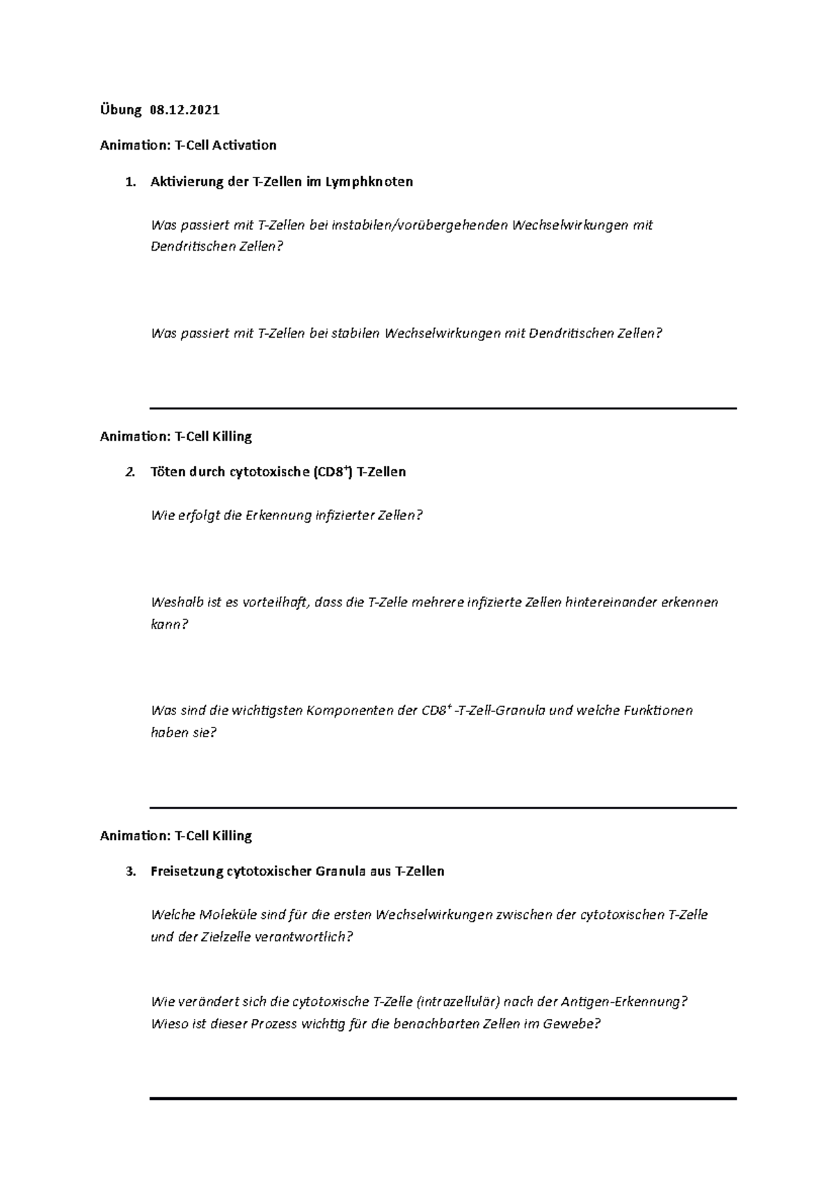 Übungen CTLs - WS, ohne Lösung - Übung 08. Animation: T-Cell Activation ...