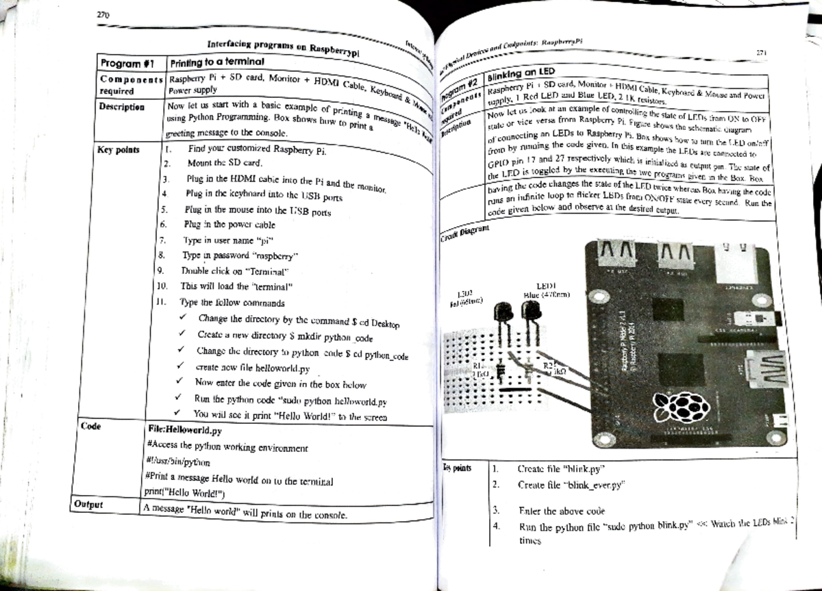 Iot mod 5 programs - i' I I 270 Interfacing programs on Raspberrypi Program#1 Printing toa ...