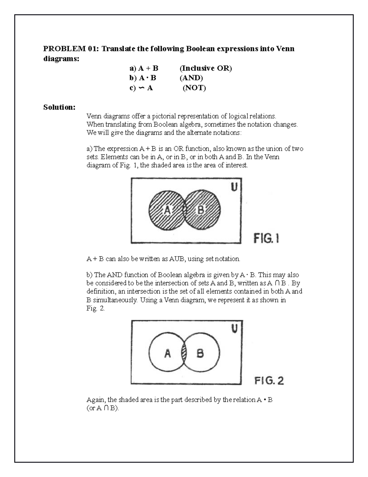 Assignment Of Boolean Algebra Laws Problem 01 Translate The Following Boolean Expressions 