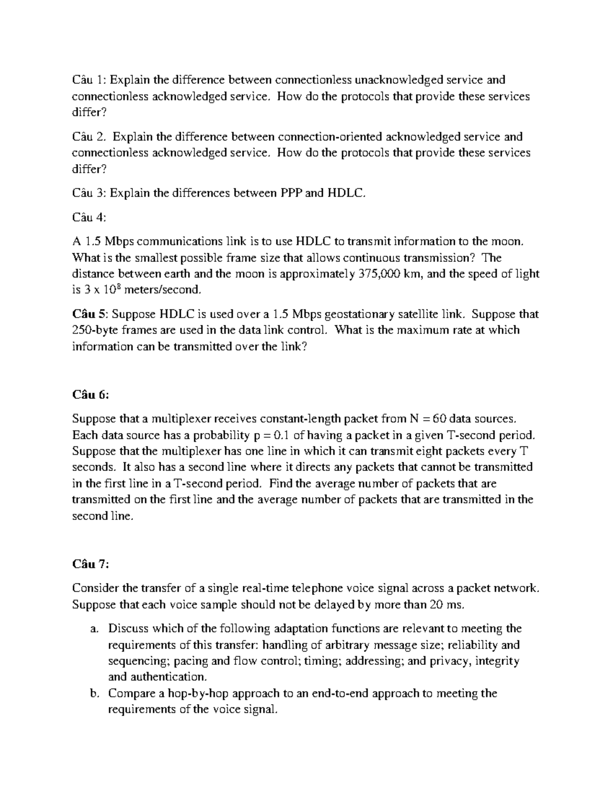 On tap NWC203c Fall2022 - Câu 1: Explain the difference between ...