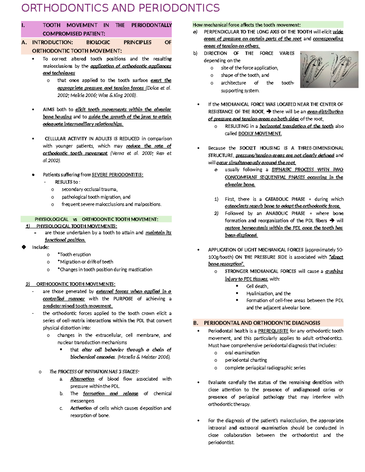 Upload Orthodontics AND Periodontics - I. TOOTH MOVEMENT IN THE ...